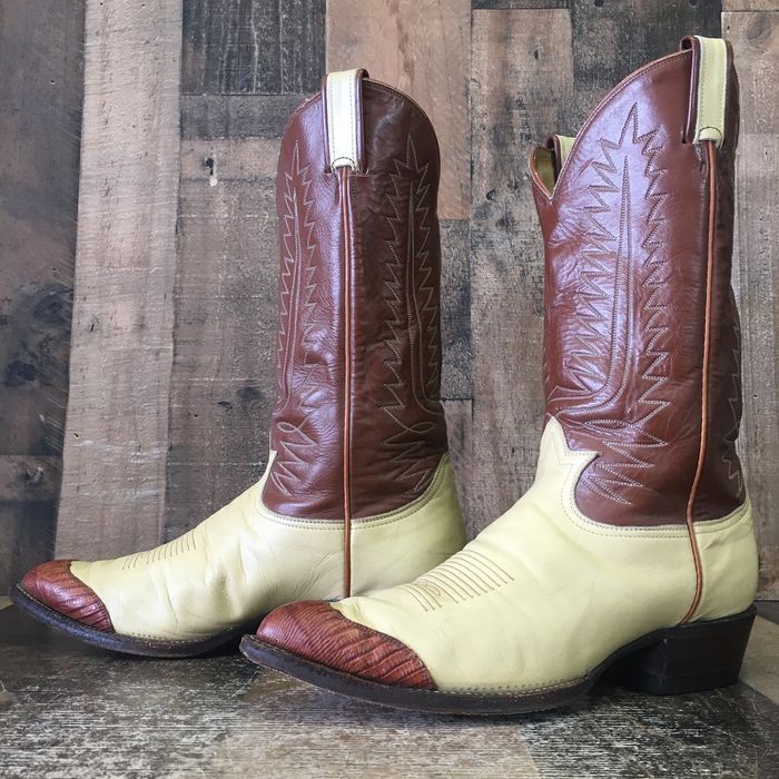 Tony Lama Tony Lama 6216 Vtg Gold Label Wingtip Cowboy Boots Mens 10 D ...