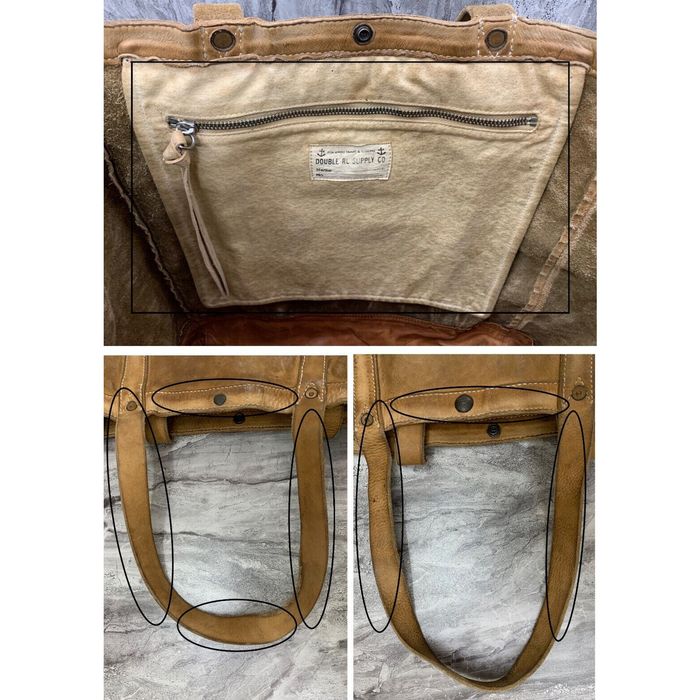 Ralph Lauren Double RL Washed Leather Tote Bag RRL Tan Moto Shoppers ...