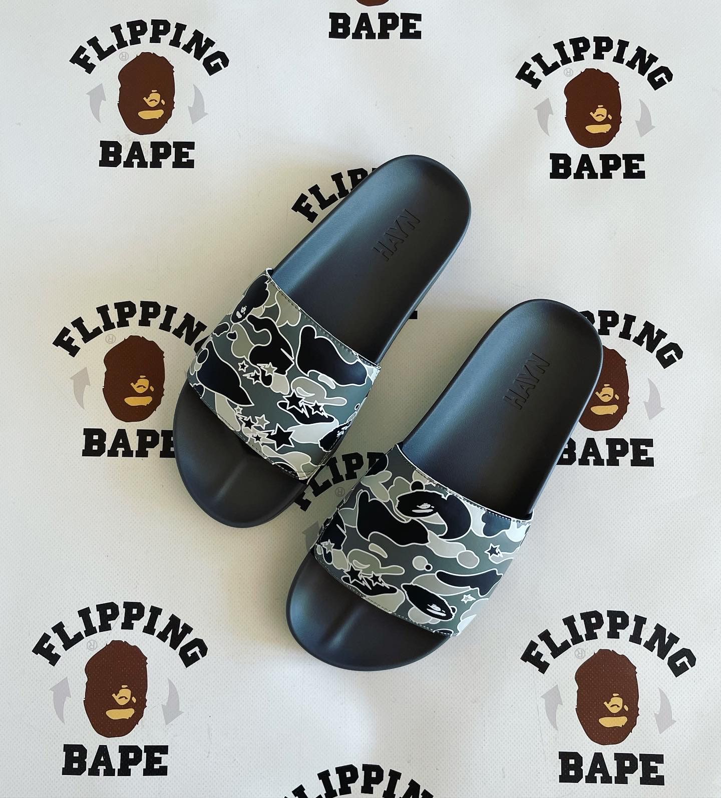 Bape BAPE X HAYN STA CAMO SLIDE SANDALS | Grailed