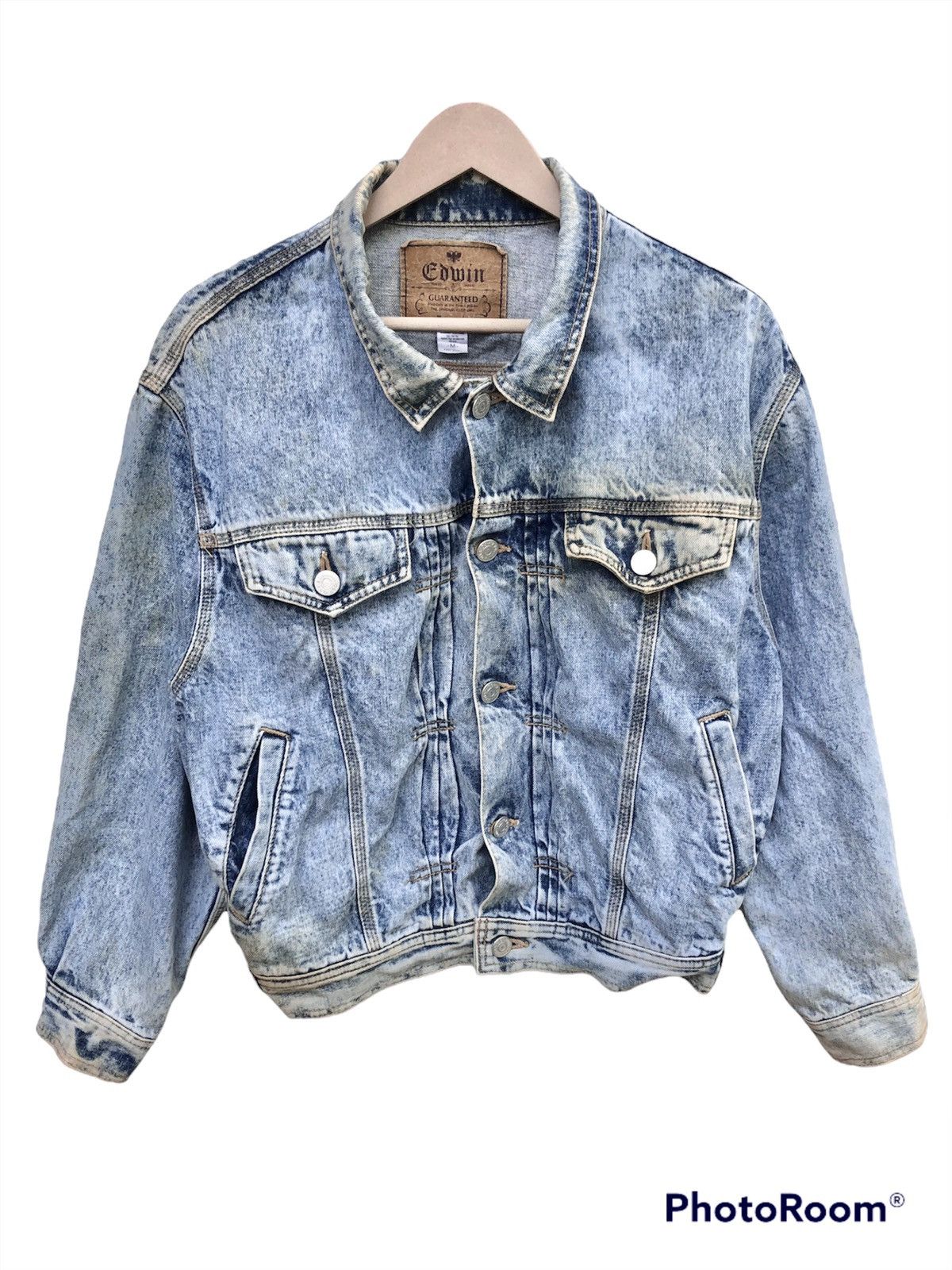 Edwin Disstressed Vintage Edwin Jeans Jacket Acid Wash | Grailed
