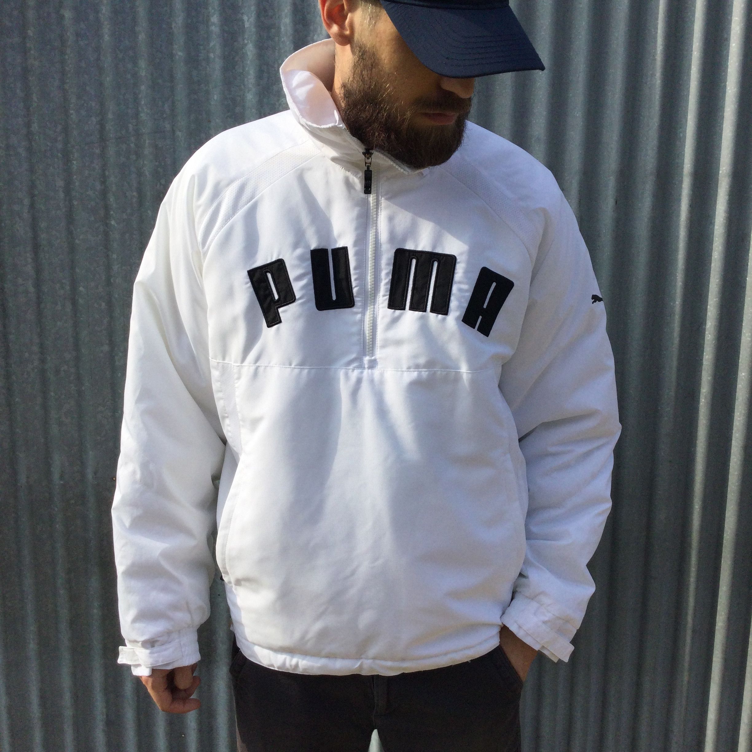 Puma × Streetwear Puma white jacket 1/4 zip | Grailed
