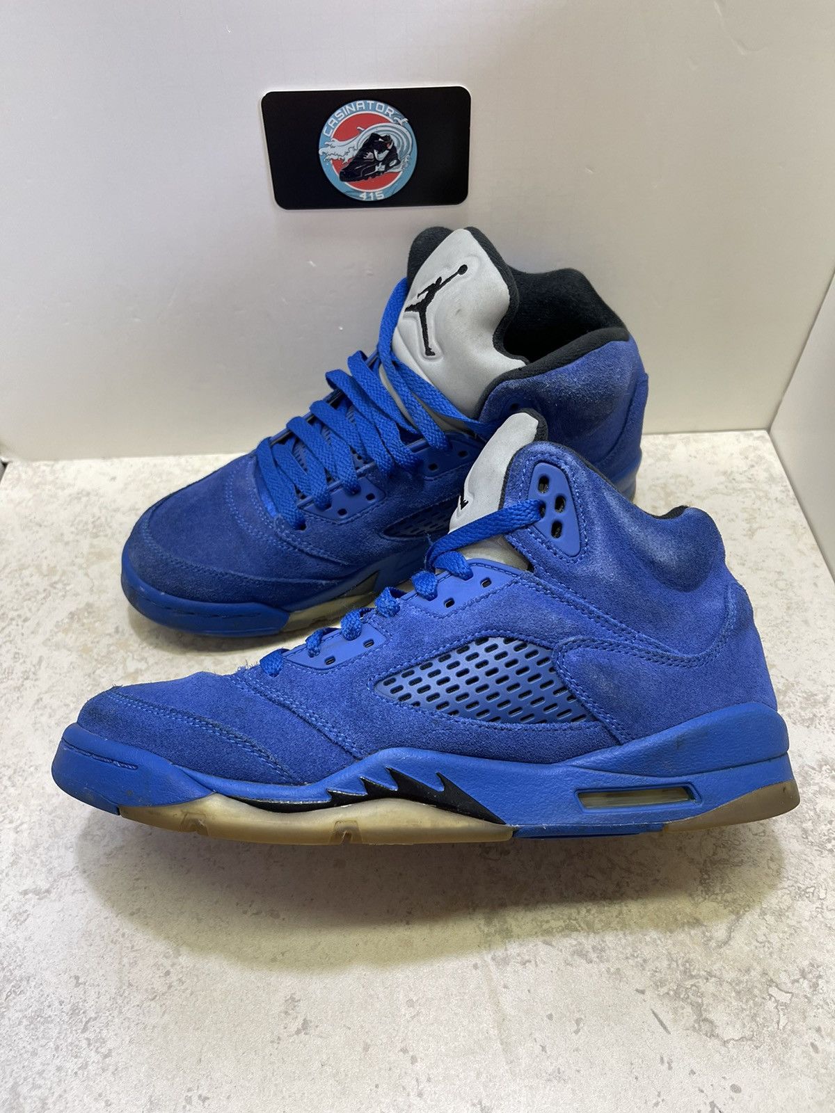 Jordan Brand × Nike Nike Air Jordan Retro 5 V Royal Blue Suede Size 7y ...