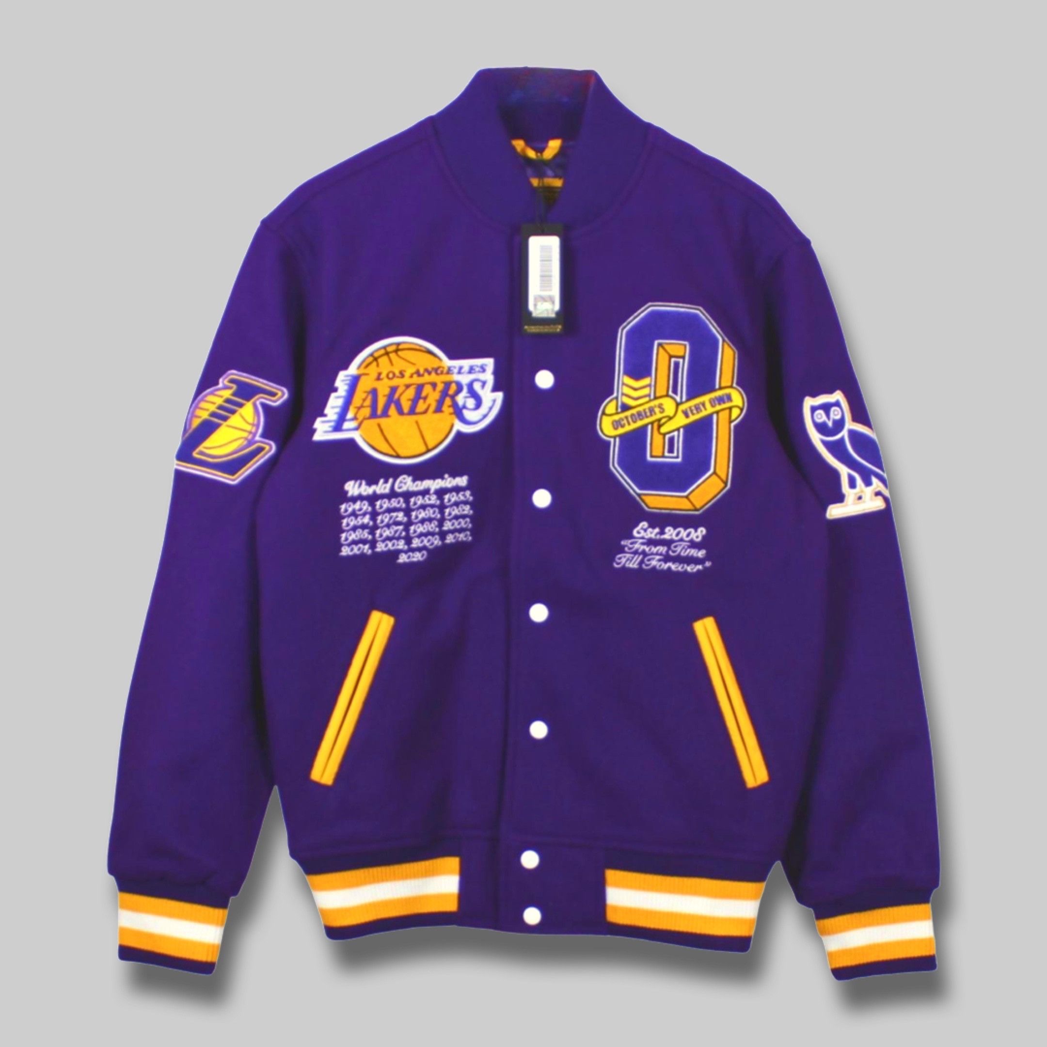 Drake × NBA × Octobers Very Own OVO X NBA LAKERS VARSITY JACKET | Grailed