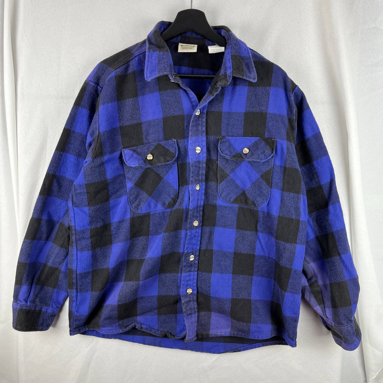 Vintage Vintage 90s Blue Plaid Flannel Button Up Large | Grailed