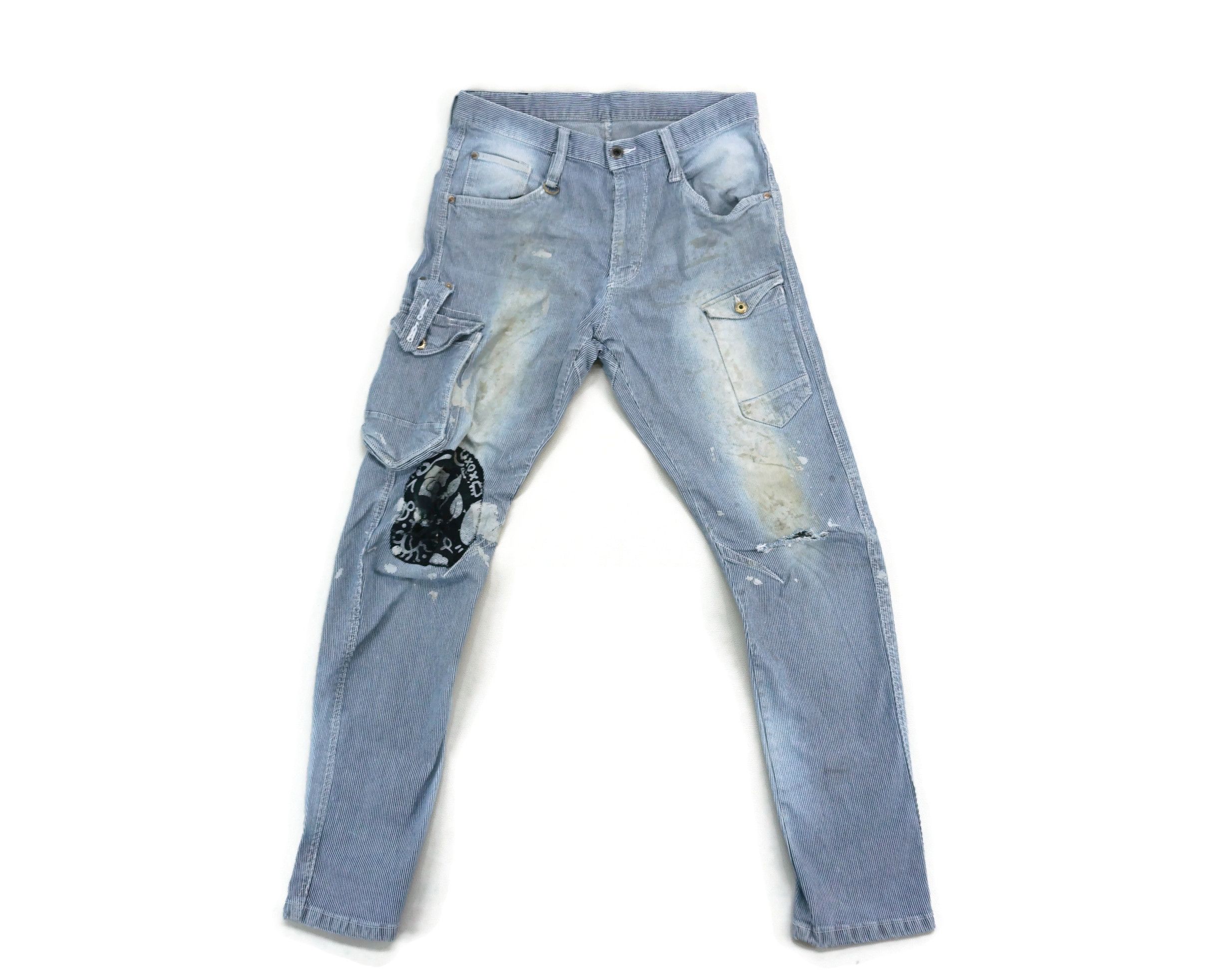 Streetwear Iz Frontier Pants Stripes Cargo Distressed Pants | Grailed