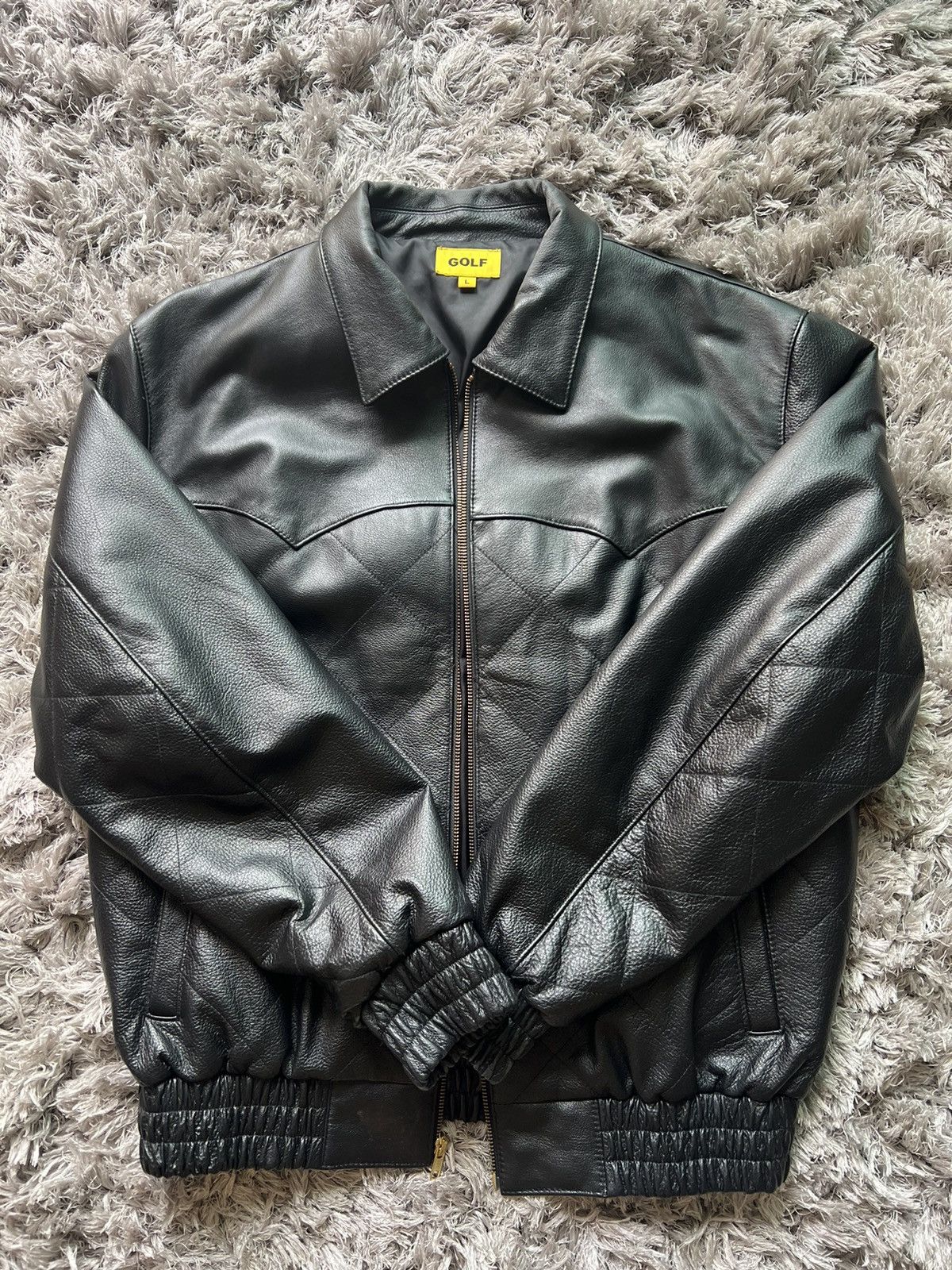 Golf Wang × Golf le Fleur Golf Wang Embroidery Quilted Leather Jacket ...