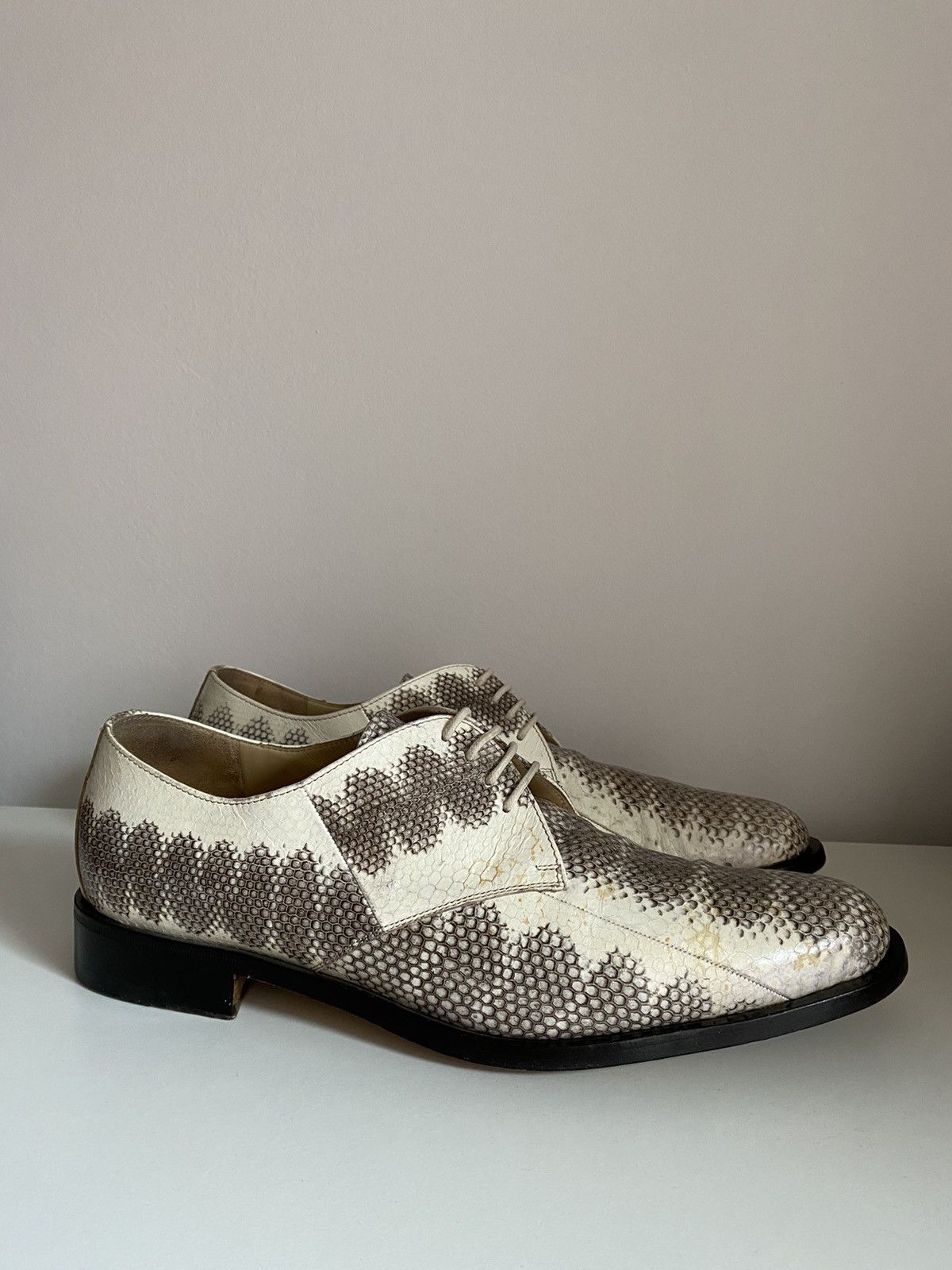 Helmut Lang Helmut Lang SS02 Beige Python Leather Derby | Grailed