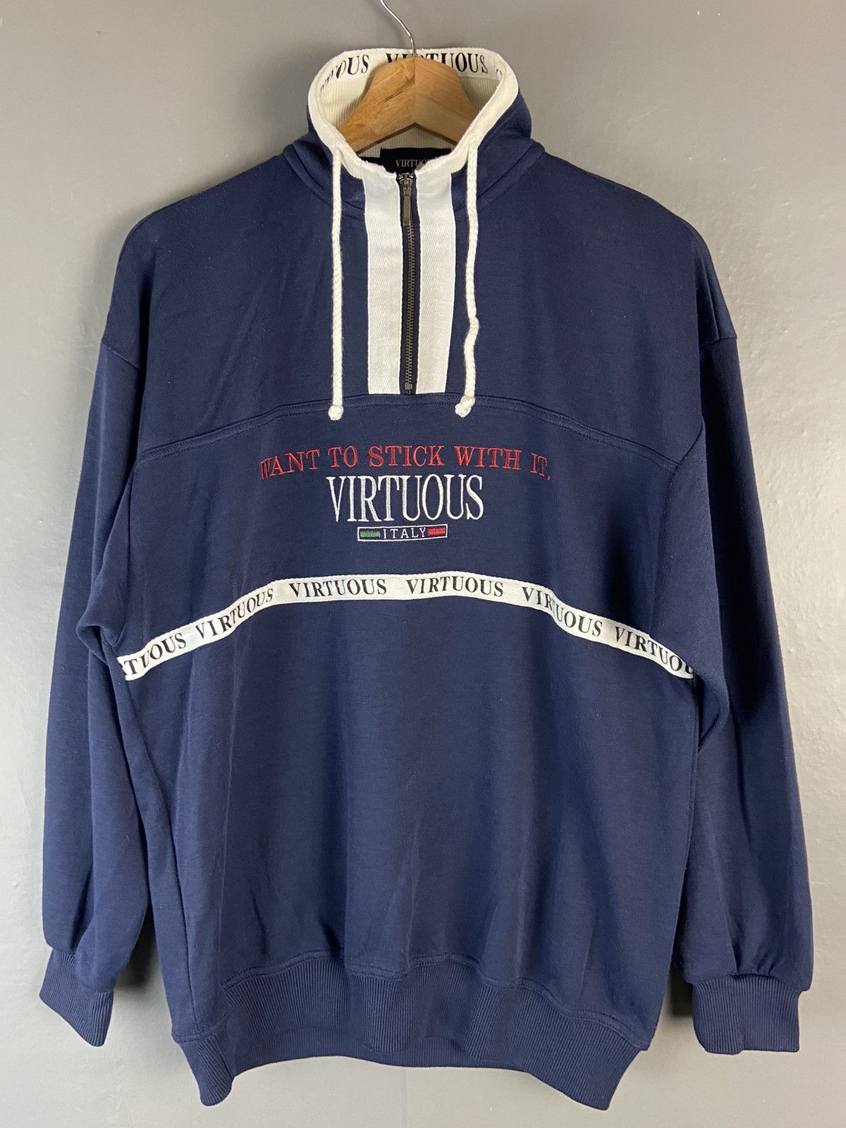 Vintage Vintage🔥Italian Designer Virtuous Logo Embroidery Sweatshirt ...