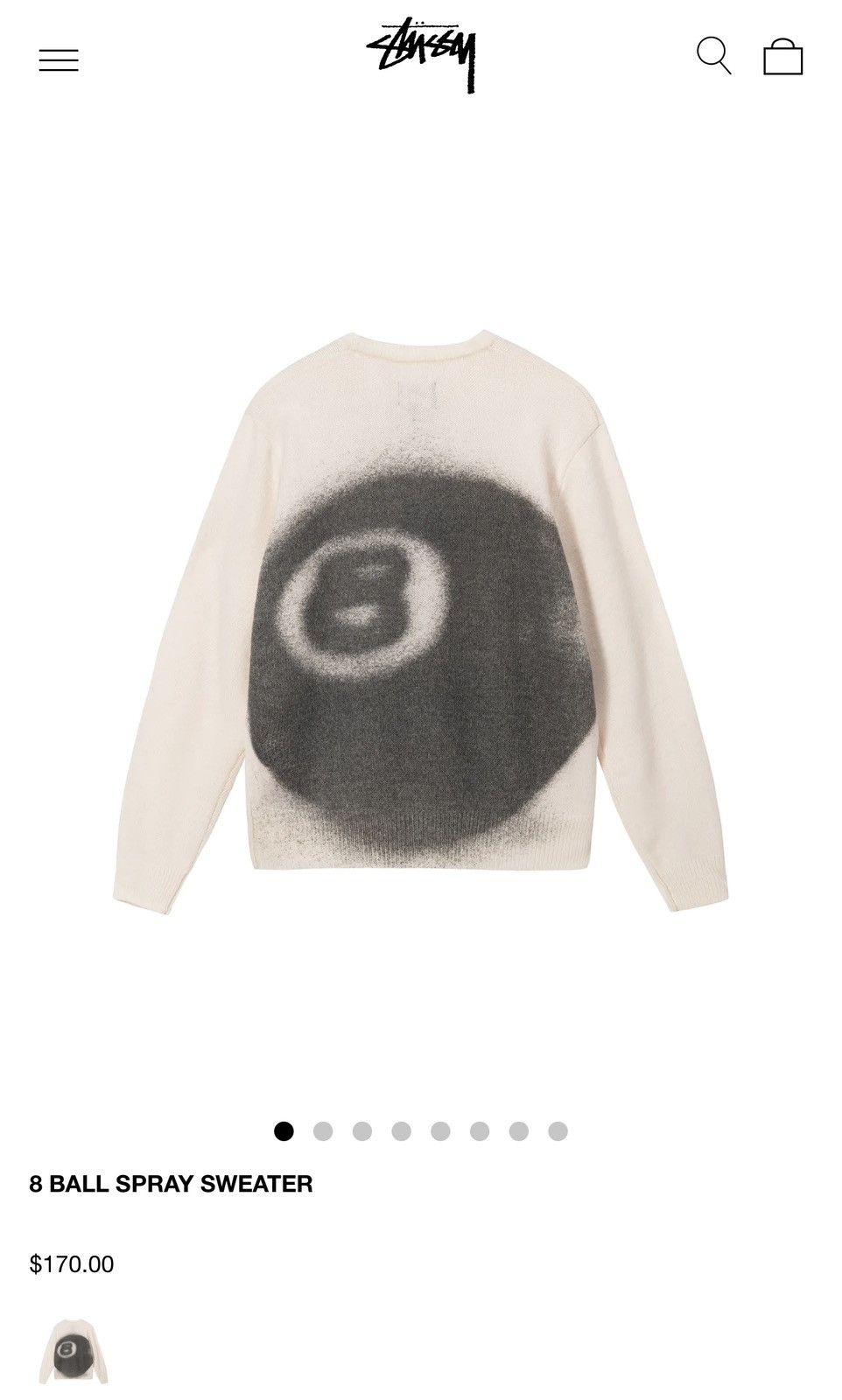 Stussy 8 Ball Spray Sweater | Grailed