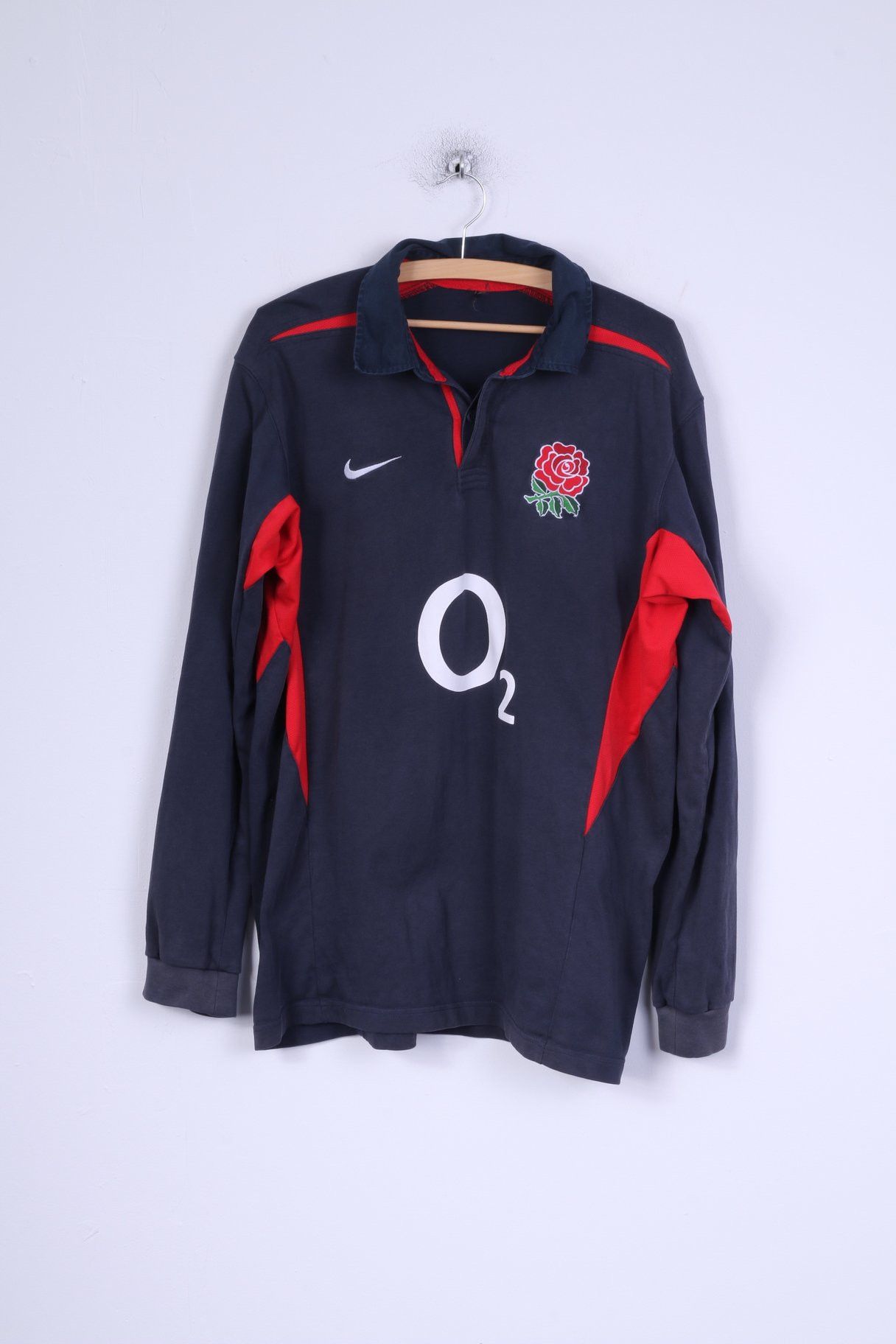 Nike Nike O2 Mens L Long Sleeved Polo Shirt Navy England Rugby Union ...