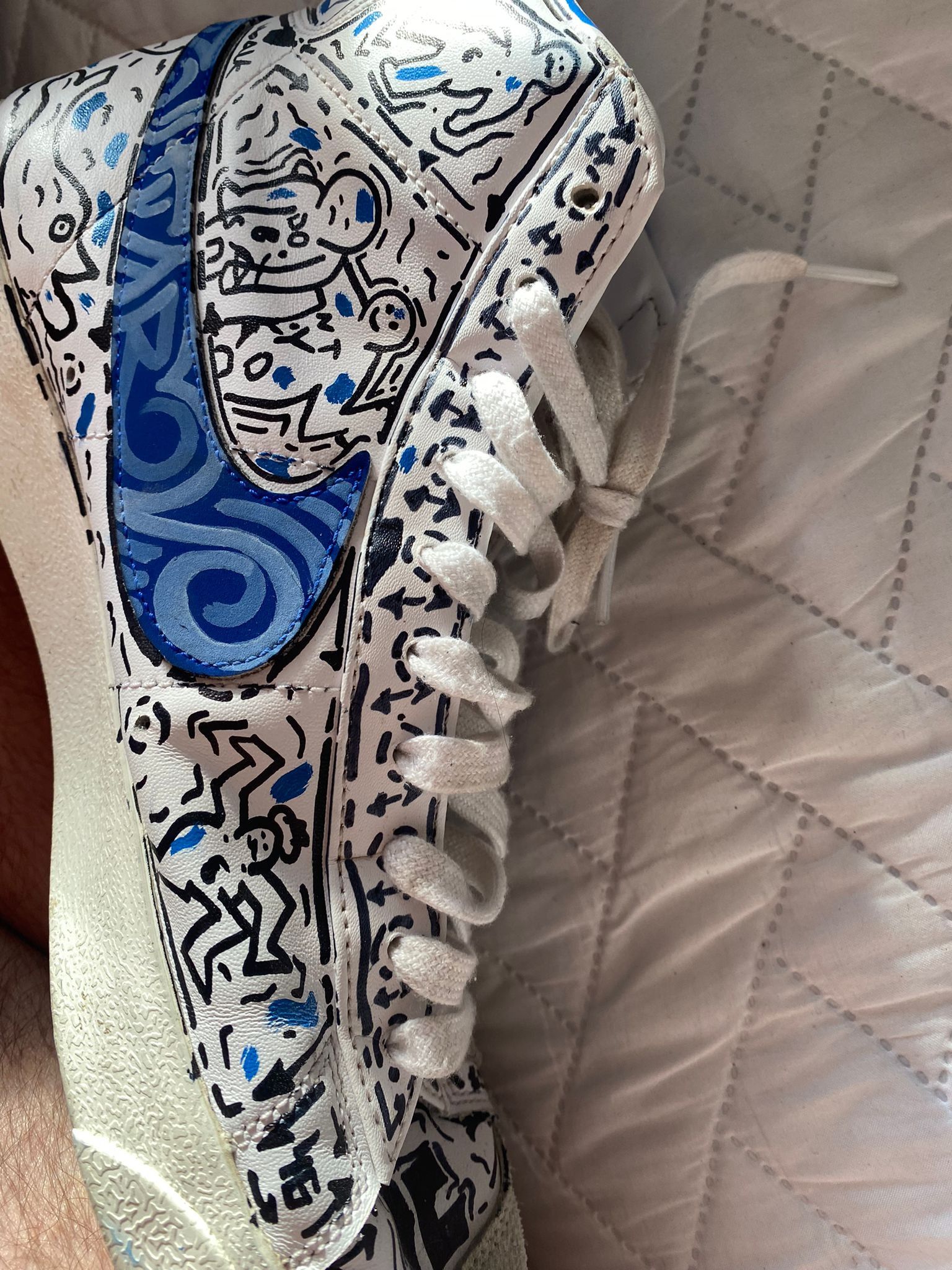 Nike Custom Graffiti keith Haring inspired Nike blazer High drawn | Grailed