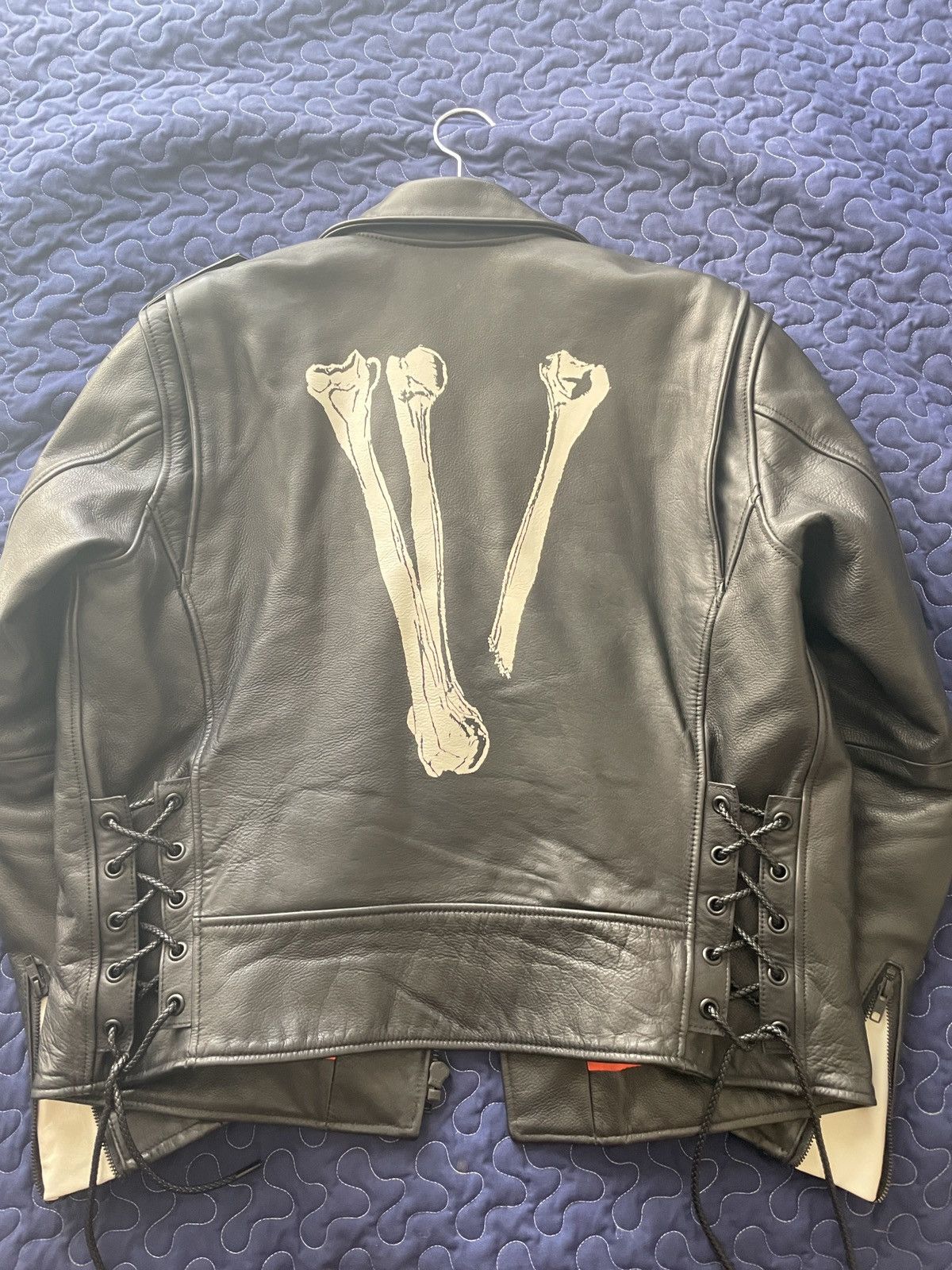 Neighborhood Vlone x neighborhood leather bones jacket | Grailed