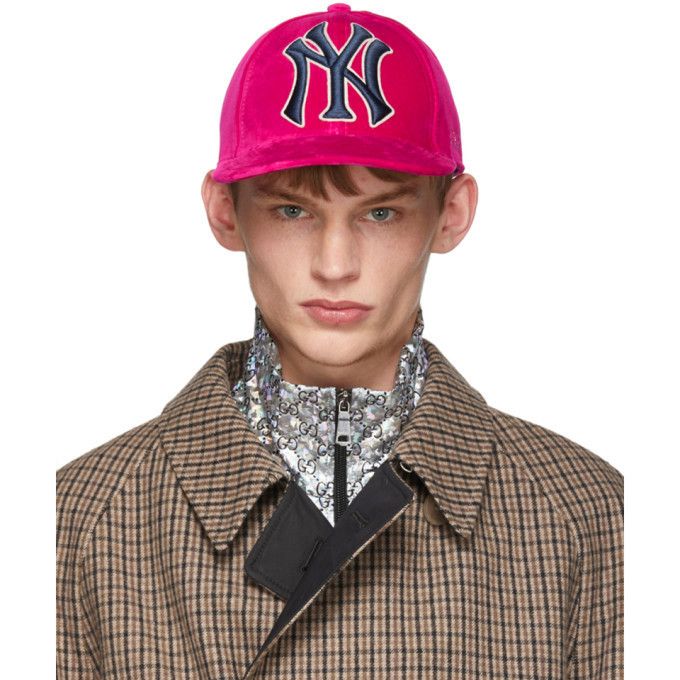 Gucci FW18 Gucci x MLB New York Yankees Pink Velvet Cap | Grailed