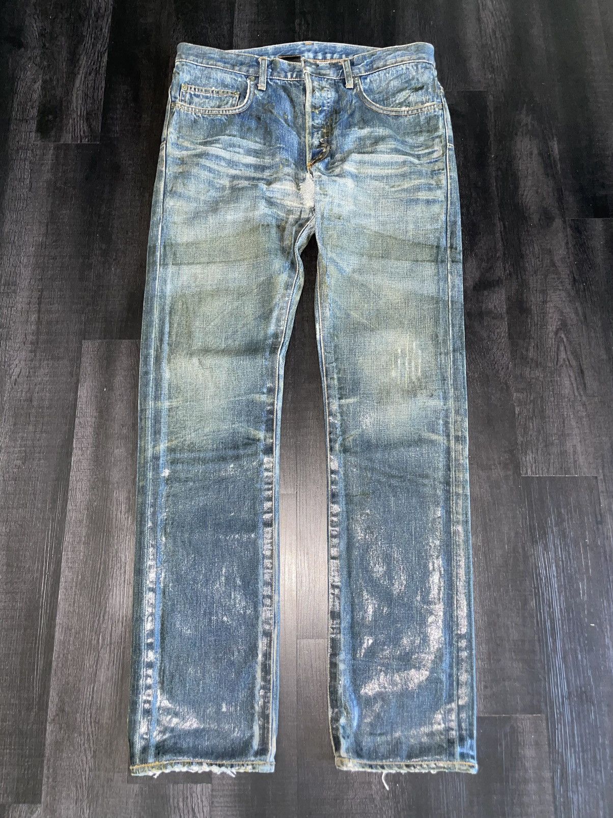 Dior × Hedi Slimane Dior Homme AW04 ‘Luster’ Waxed Clawmark Denim Jeans ...