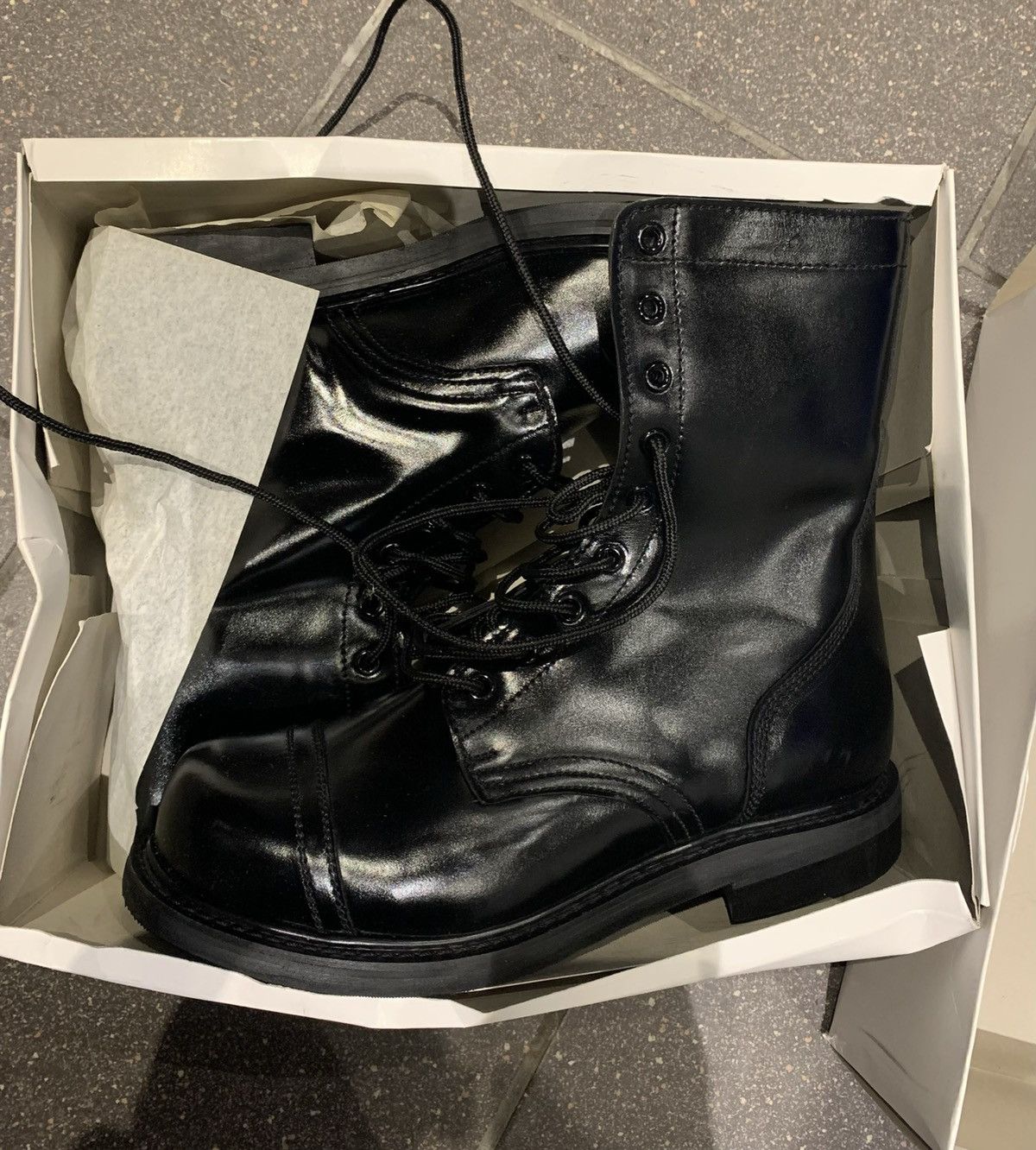 Military × Vintage Black Military Issue Leather Combat Boots | Grailed
