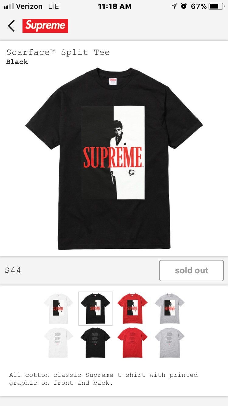 Supreme Supreme X Scarface Split Tee | Grailed