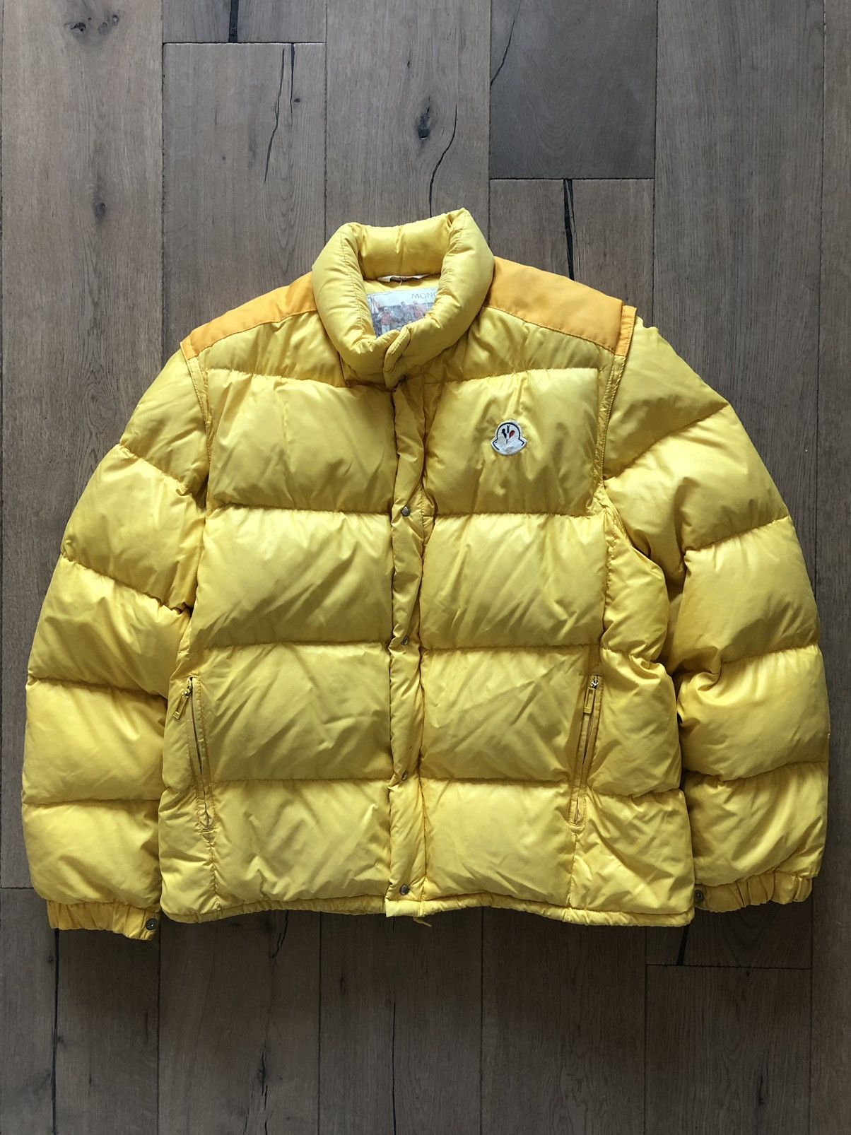 Moncler 80s Yellow Puffer Down Removable Sleeves Jacket | Grailed