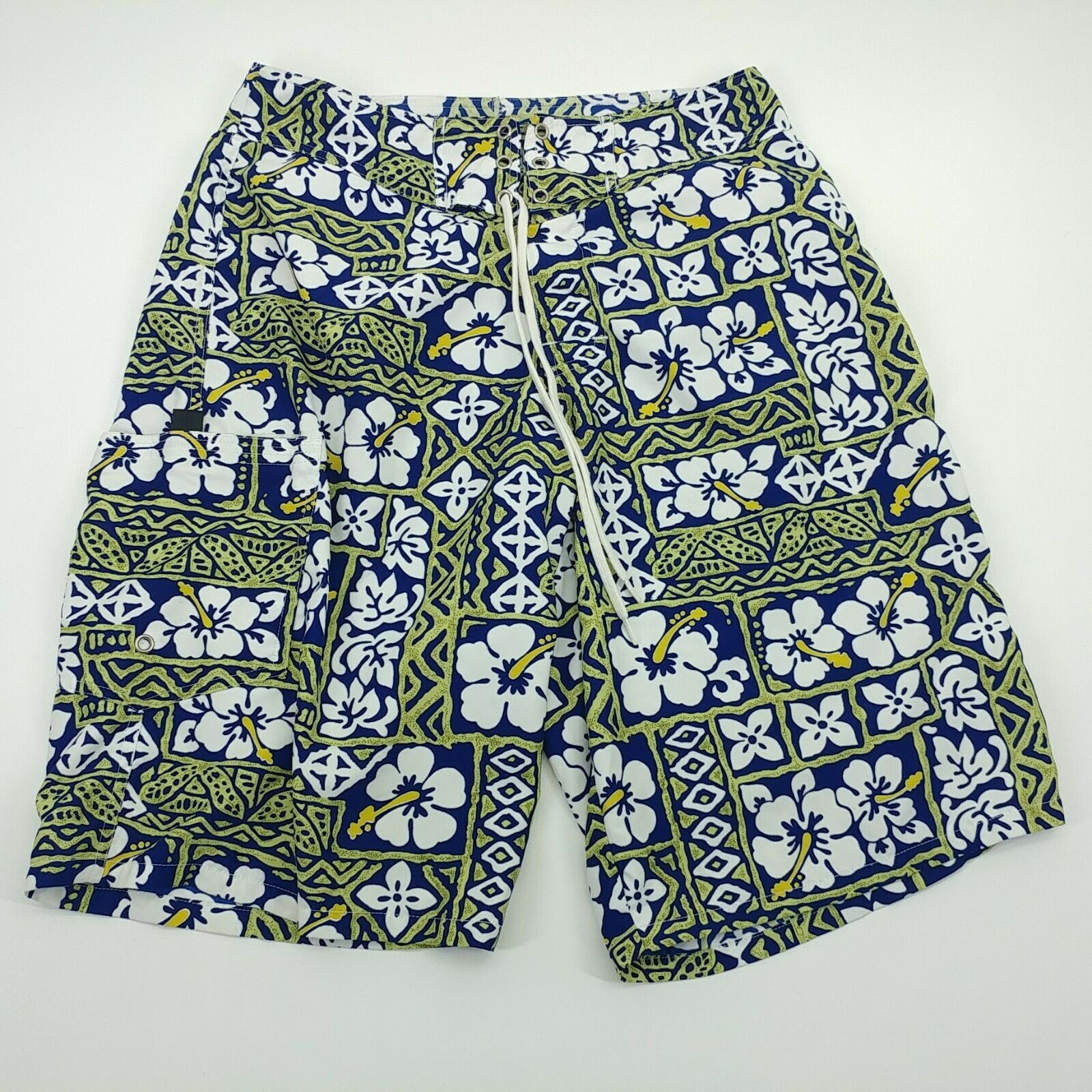 Vintage Uzzi Sport Shorts Mens Small S Board Blue Green Floral Hawaiian ...