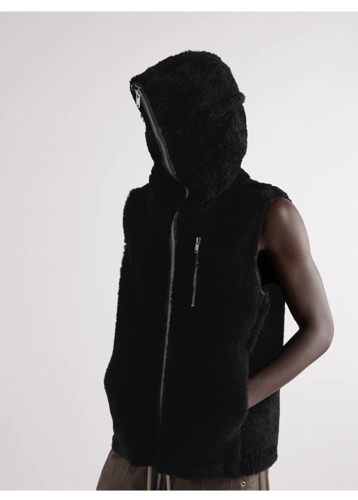 Rick Owens Rick Owens FW22 runway black shearling leather gimp jacket ...