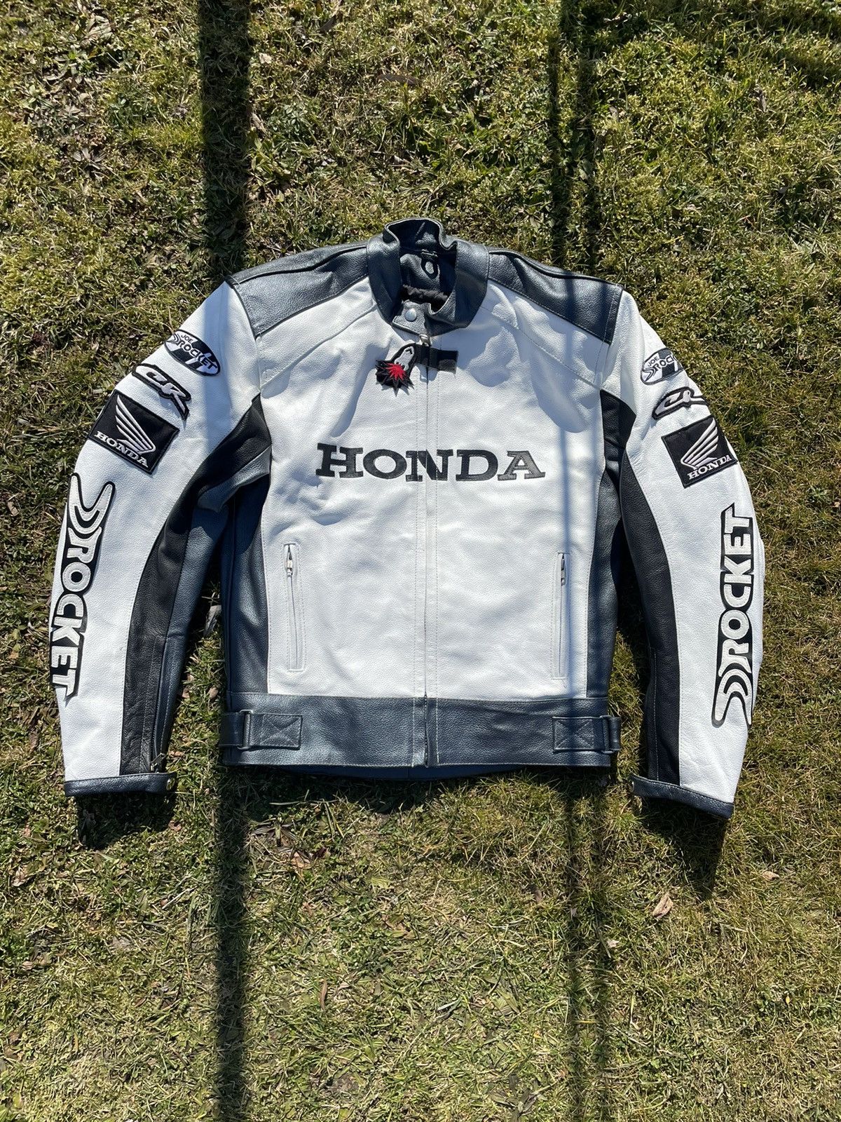 Honda × Leather Jacket × Racing Honda Rocket Moto Leather Jacket | Grailed