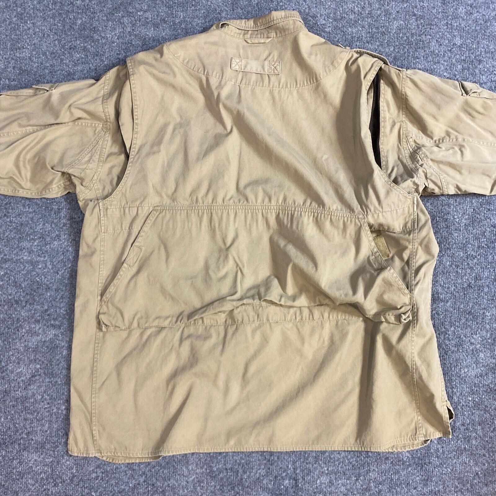 Orvis Ovis Mens Canvas Shirt XL Beige Cotton Action Pleats Vented | Grailed