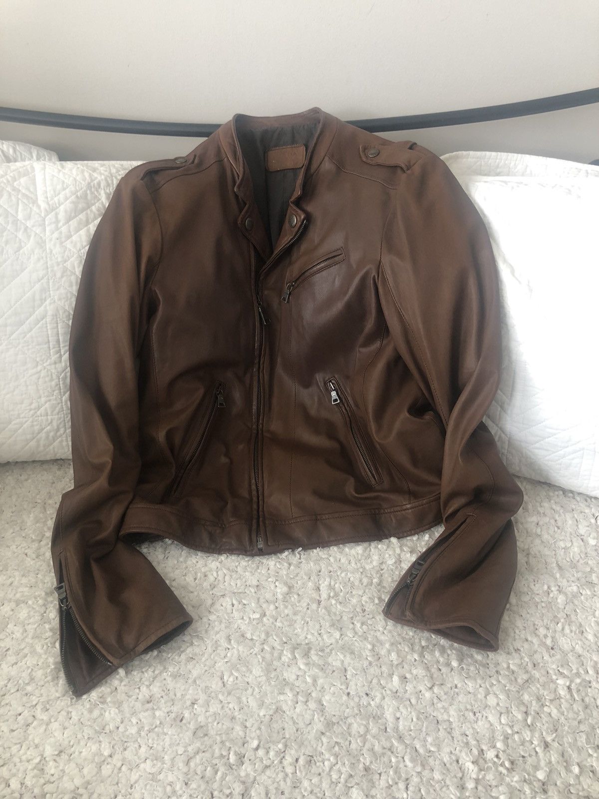 Prada Prada leather motto jacket | Grailed