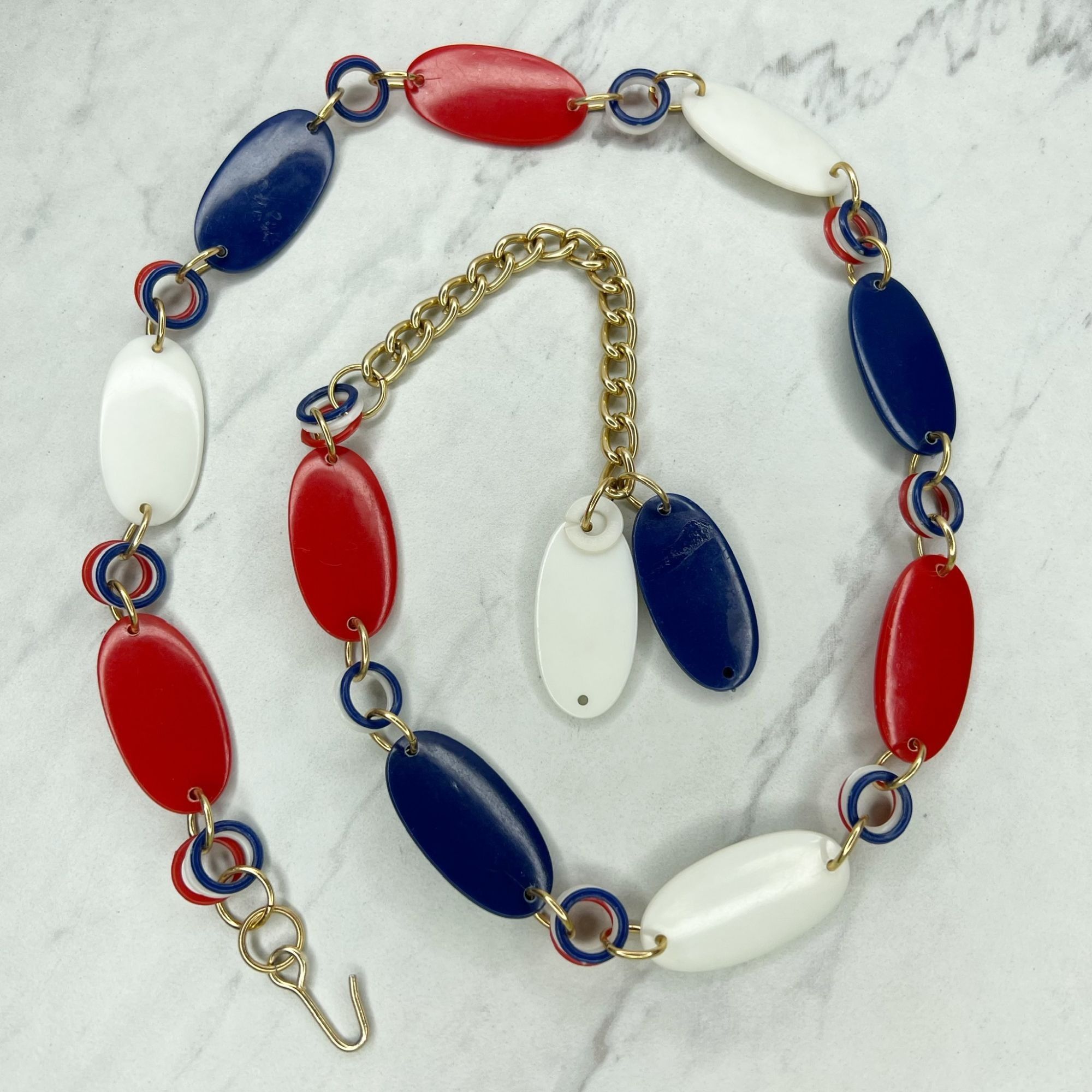Other Gold Tone Red White Blue Belly Body Chain Link Belt | Grailed