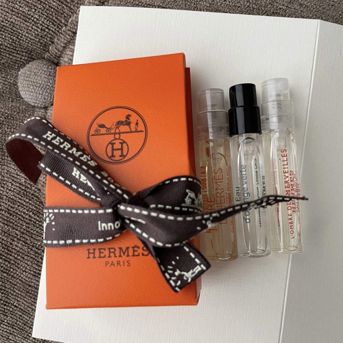 Hermes *FINAL* Hermes Hermès Perfume Gift Set Ribbon THREE Perfume ...