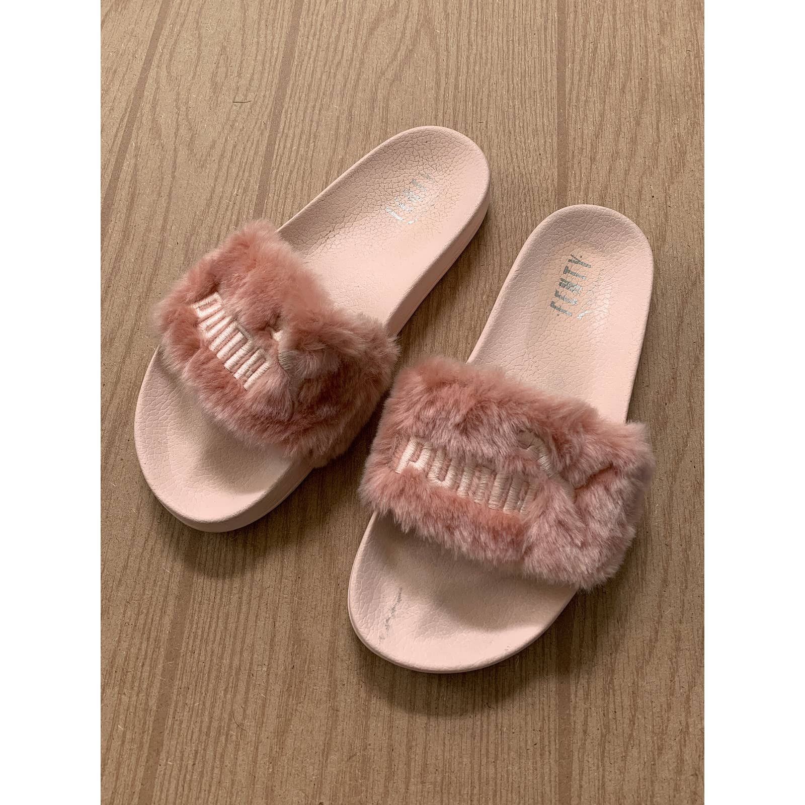 Puma Puma x Fenty Pink Fur Sandals | Grailed