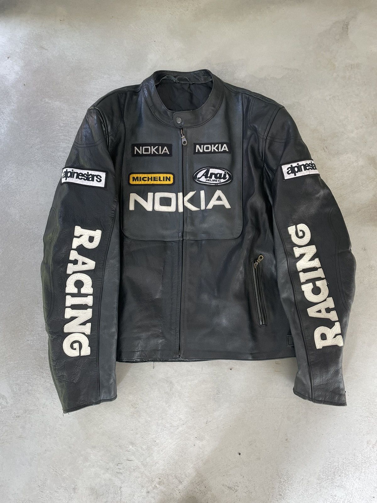 Leather Jacket × Racing × Vintage Nokia Racing Moto Leather Jacket ...