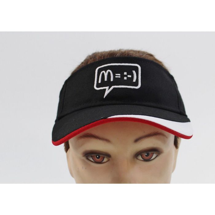 Vintage McDonalds Employee Worker Uniform Hat Cap Visor Fast Food Happy ...