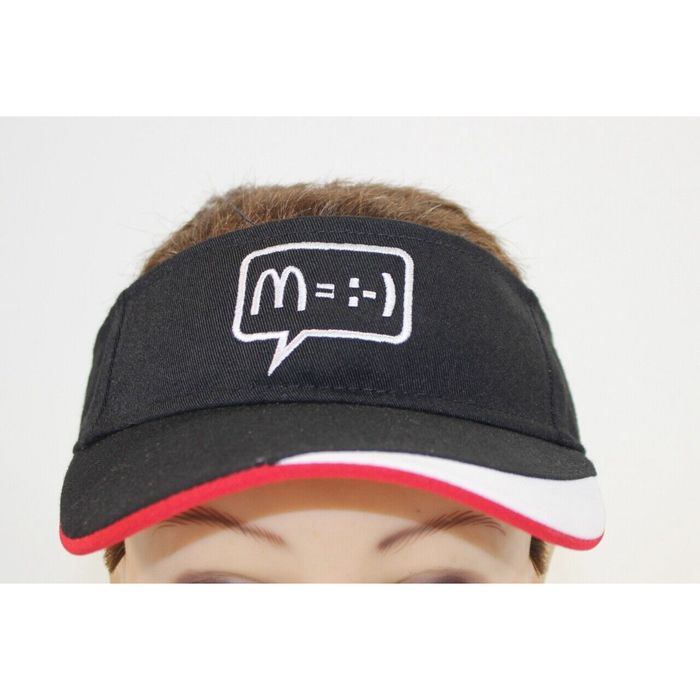 Vintage McDonalds Employee Worker Uniform Hat Cap Visor Fast Food Happy ...