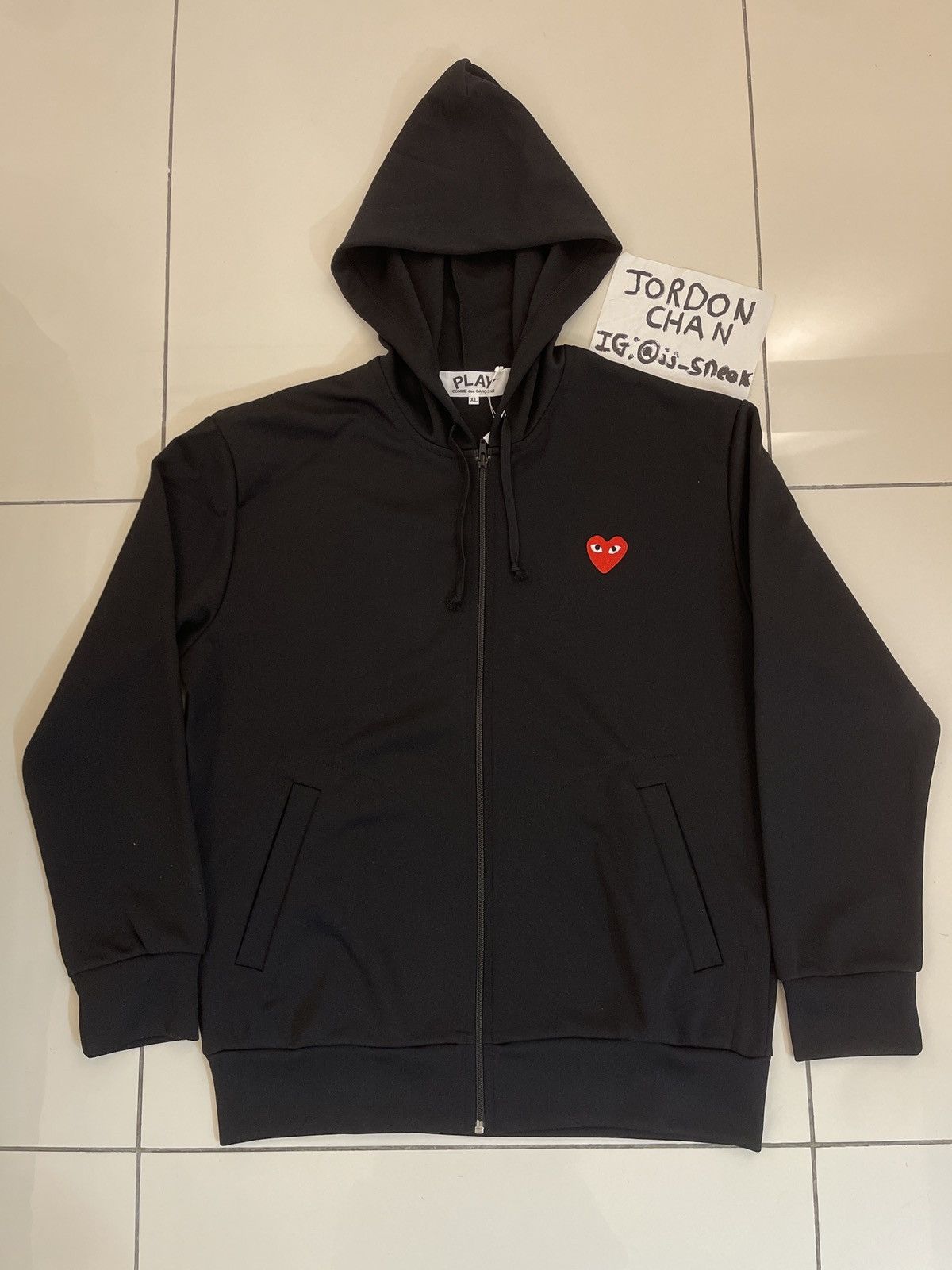 Comme Des Garcons Play CDG Play Red Heart Logo Zip Hoodie | Grailed
