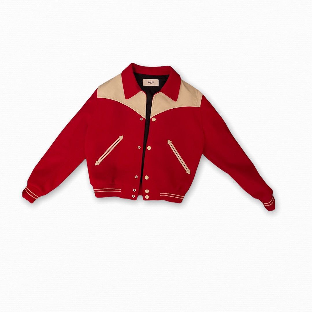 Celine × Hedi Slimane Celine Red Western Teddy Jacket | Grailed