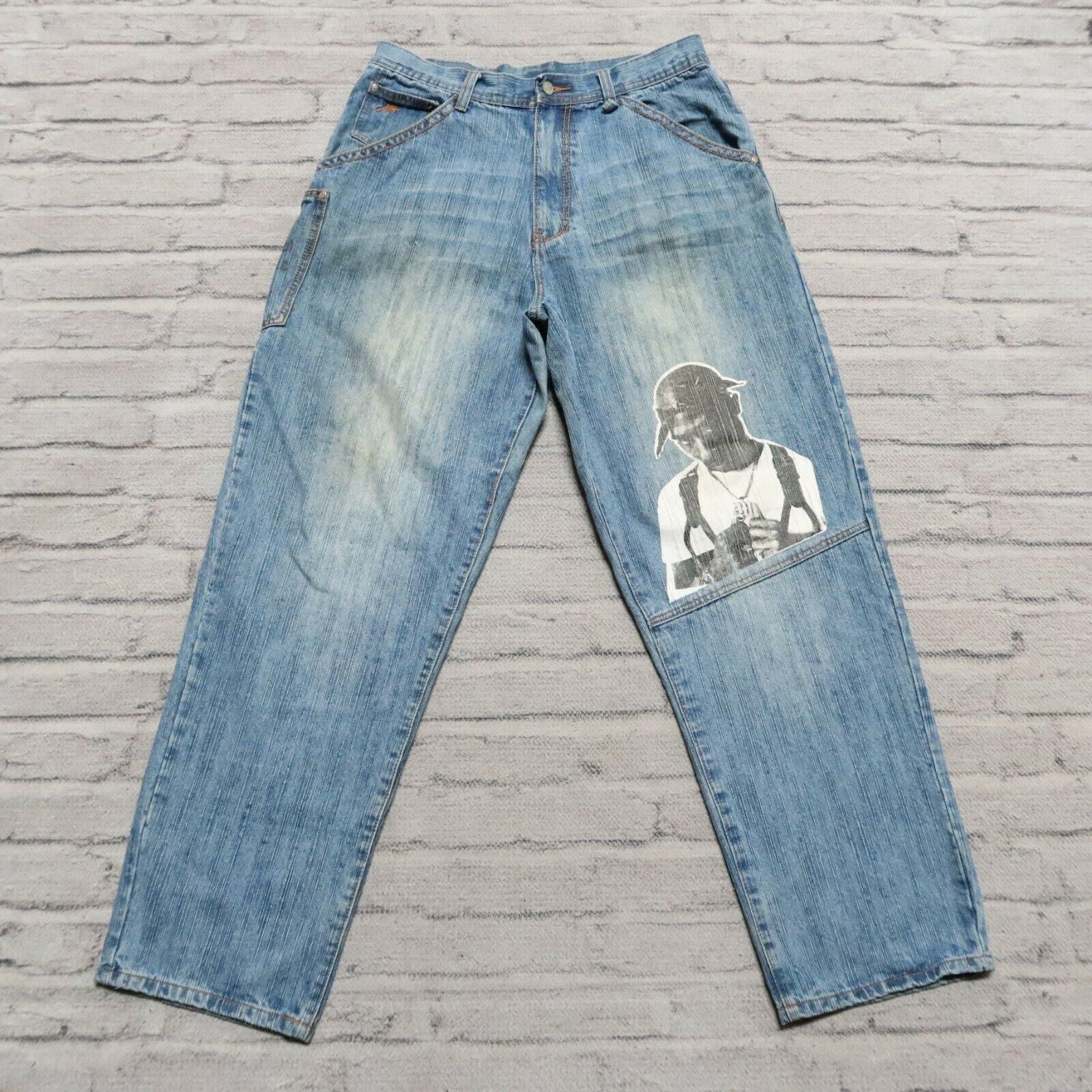 Vintage Vintage Makaveli 2Pac Denim Jeans Size 34 Rap Baggy Tupac 0921 ...