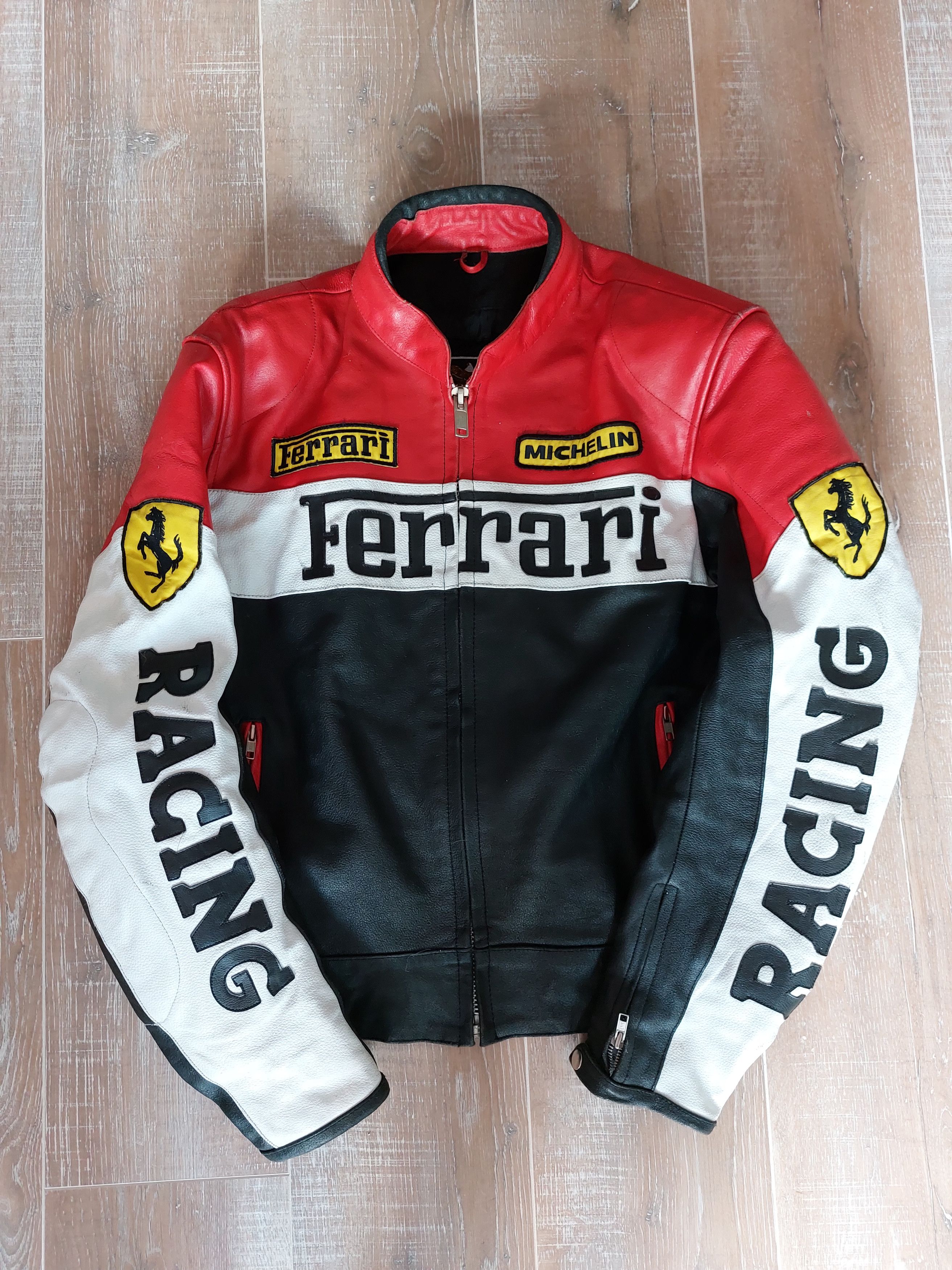 Vintage RARE 90s vintage Ferrari Michelin Racing leather jacket | Grailed