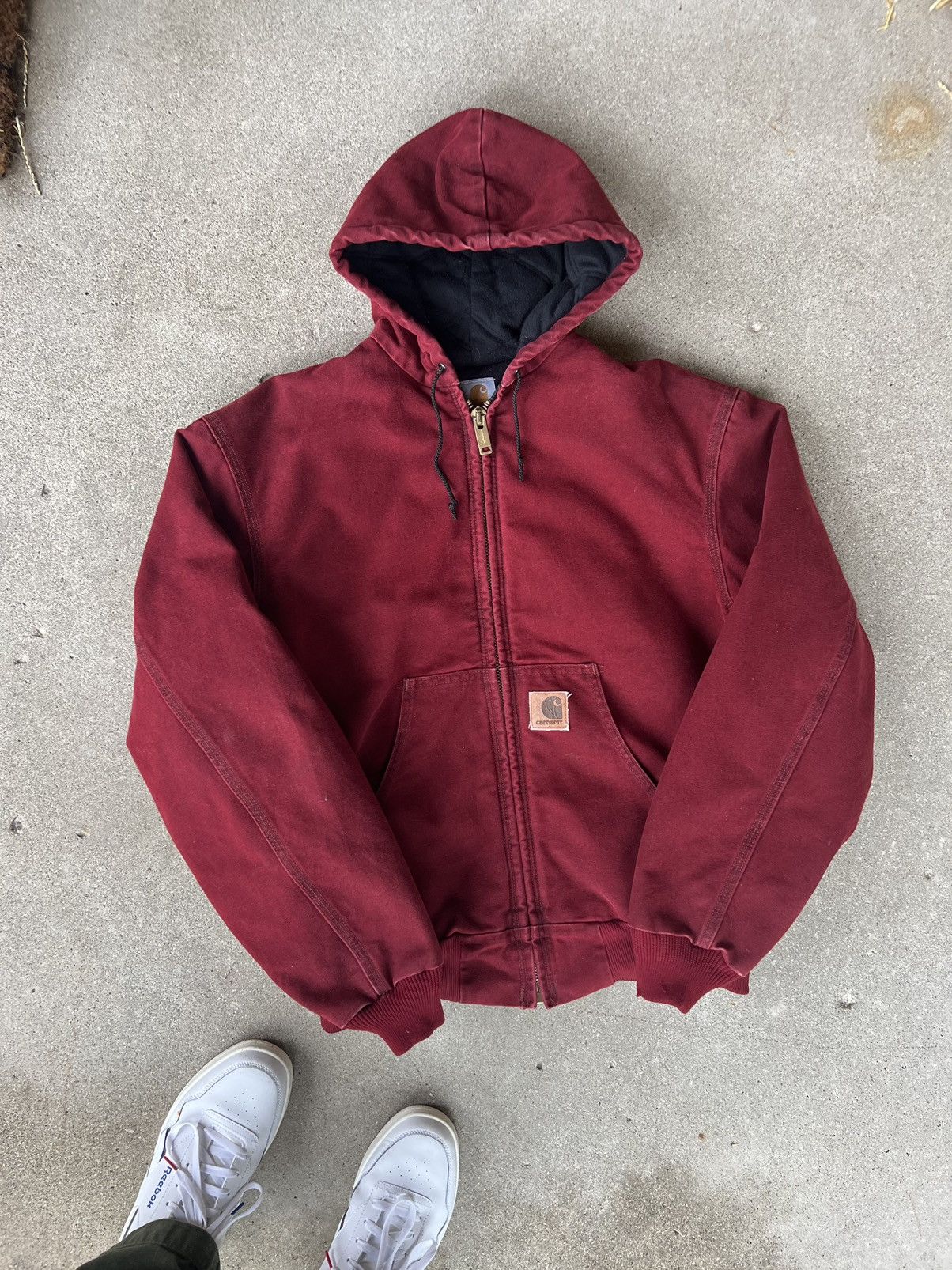 Carhartt × Streetwear × Vintage Vintage 90’s maroon Carhartt hooded ...