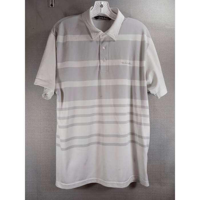 Travis Mathew Travis Mathews Shirt Mens Large White Grey Stripped ...