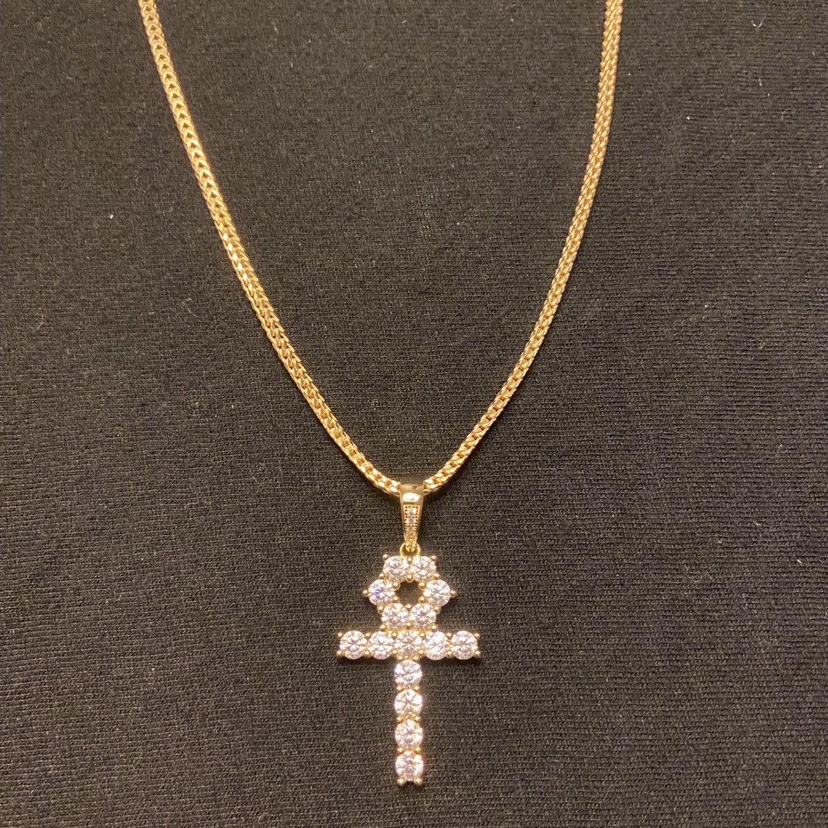 Gold Chain Gold Chain Franco 20in 2mm and Gold Ankh Cross Pendant | Grailed