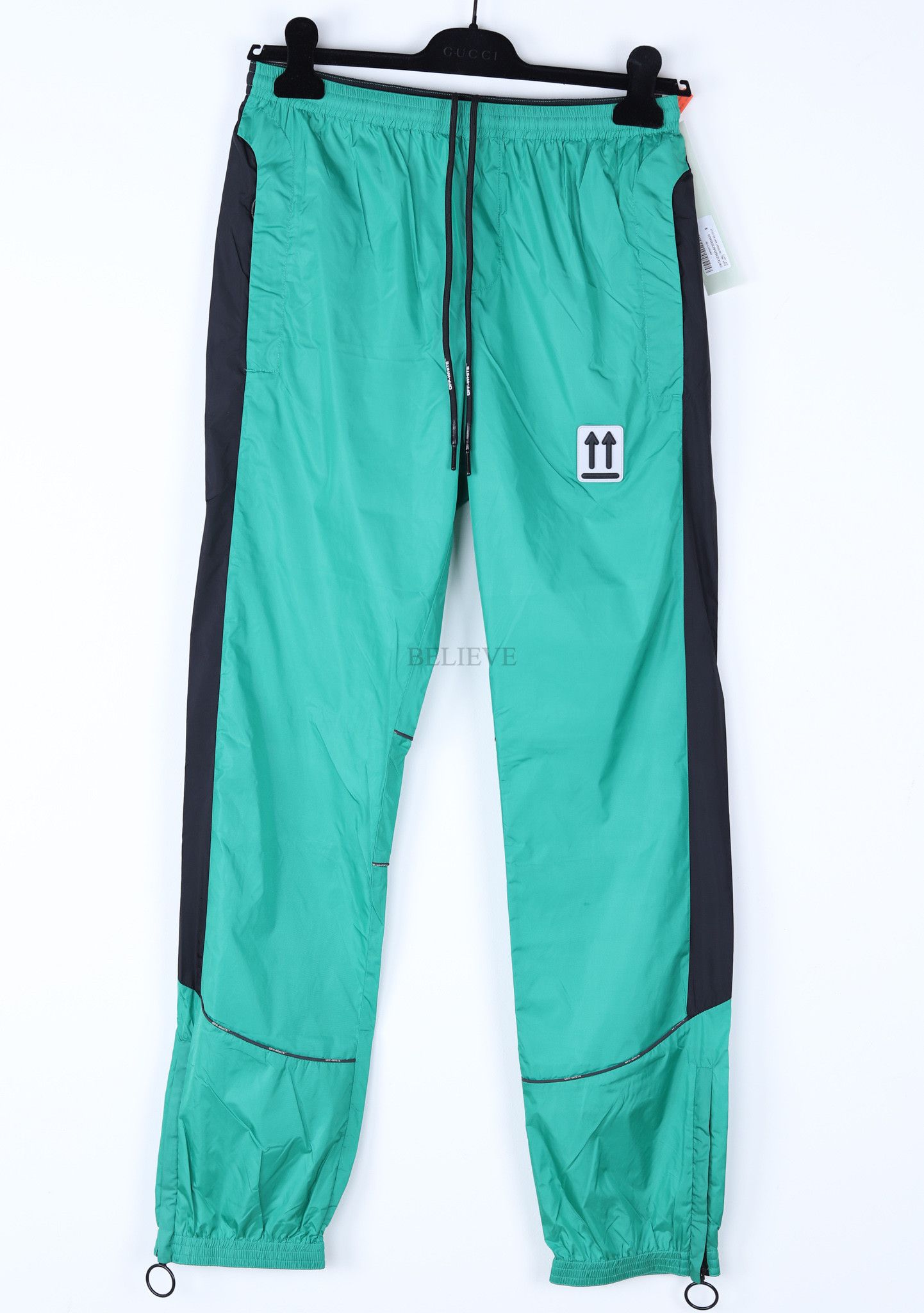 Off-White GREEN NYLON TRACK PANTS NEW | Grailed