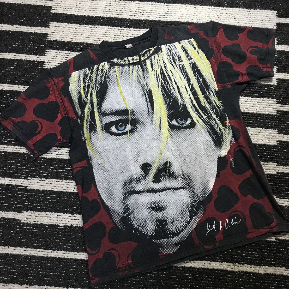 Band Tees × Nirvana × Vintage Vintage bootleg Kurt Cobain “HSB” All Over Print AOP | Grailed