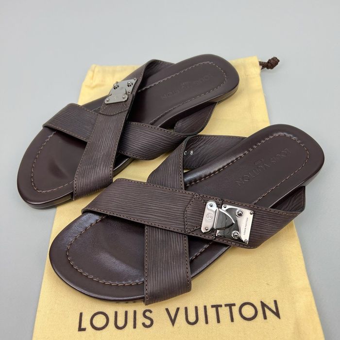 Louis Vuitton sandals flip-flops S-Lock epi leather | Grailed