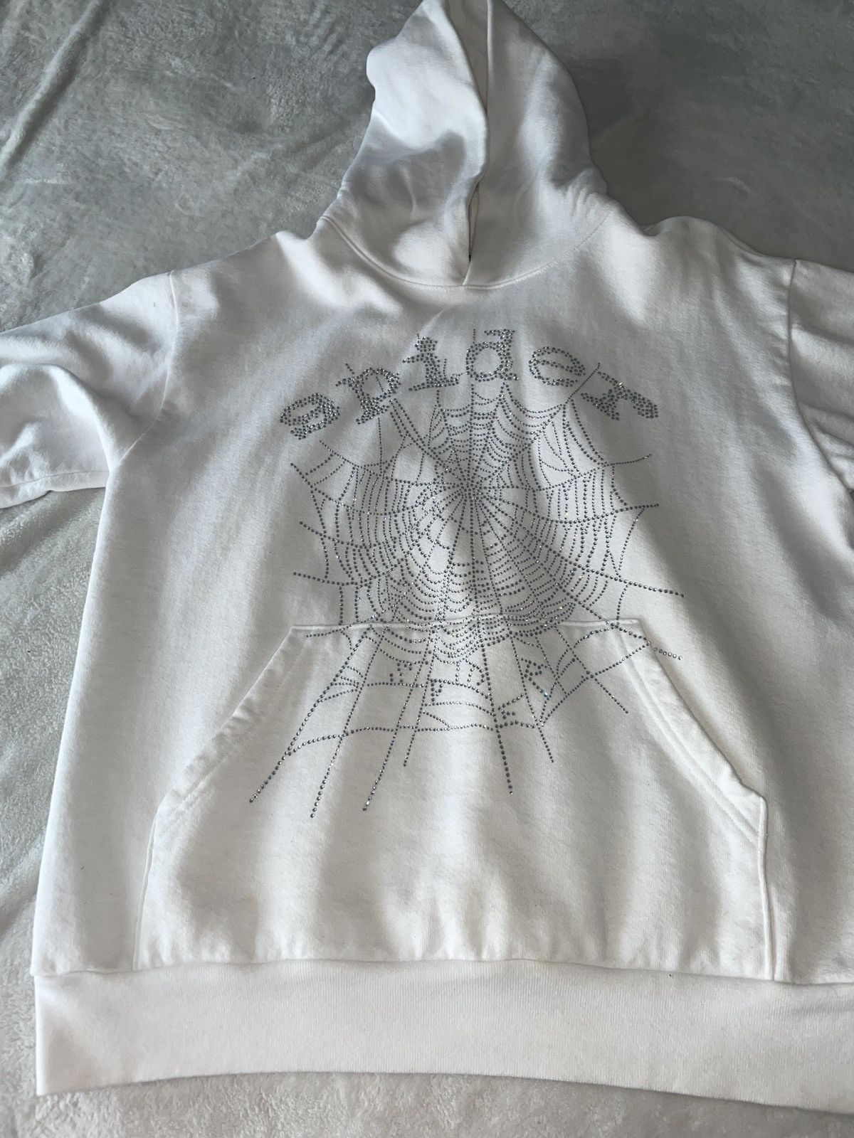 Spider Worldwide White spider Rhinestone hoodie | Grailed