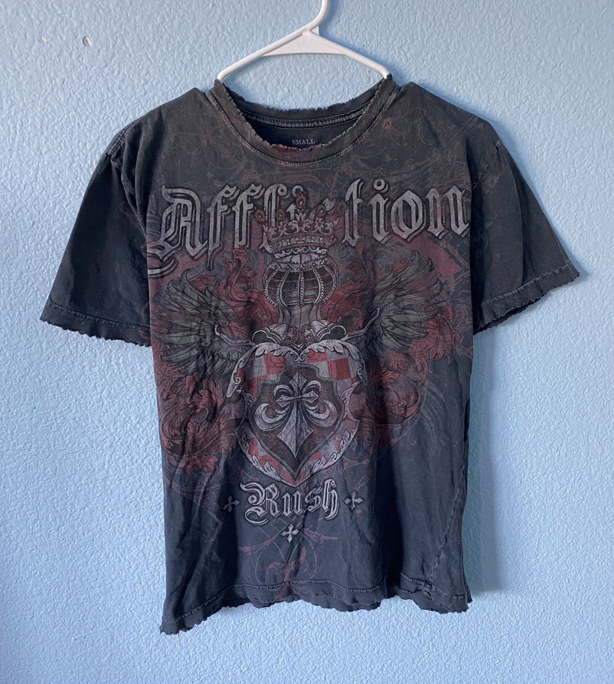 Vintage Vintage 2000s Affliction Knights Playground Black T Shirt | Grailed