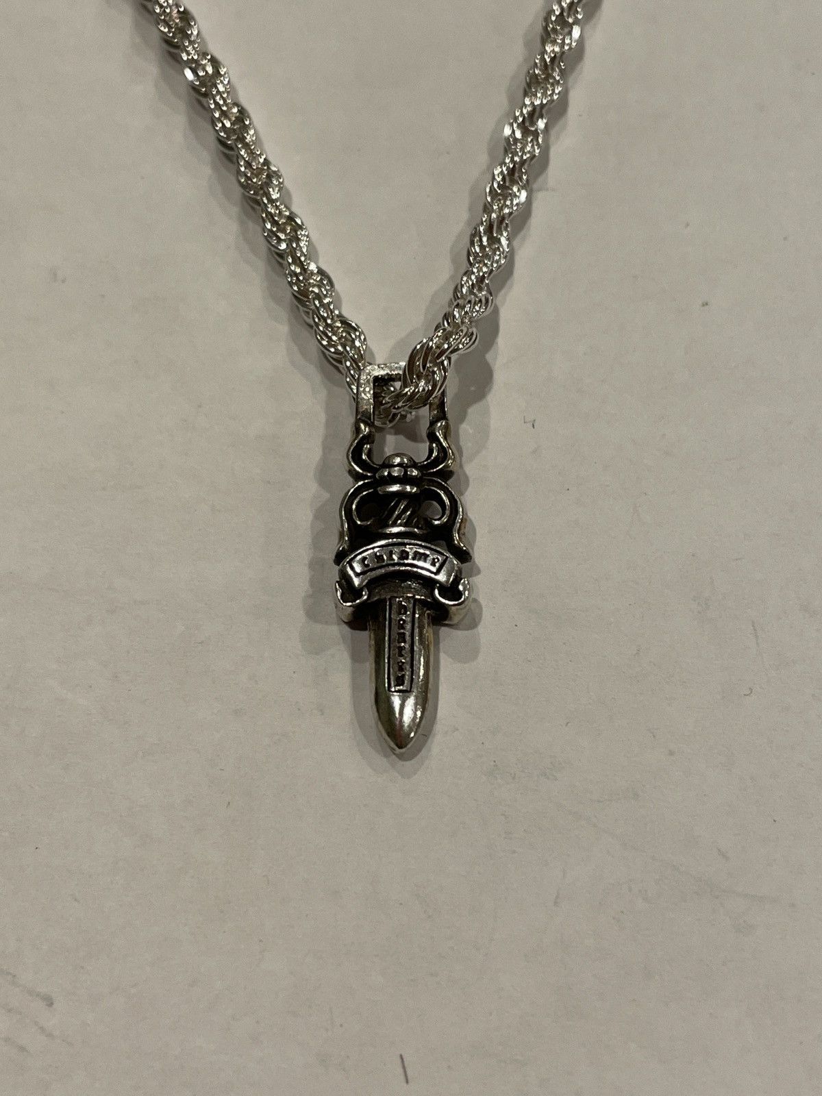 Chrome Hearts RARE Chrome Hearts Dagger Pendant Chain Necklace Silver ...
