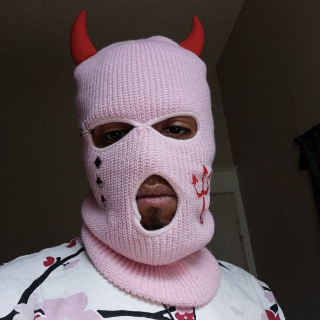Handmade × Rockers × Streetwear Sick Cry Evil Devil Pink Ski Mask ...