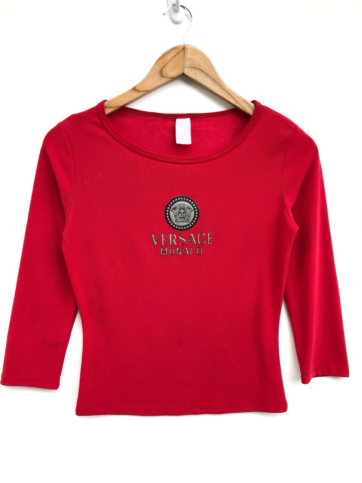 Versace Versace Big Logo Monaco Streched LS Red Shirts | Grailed