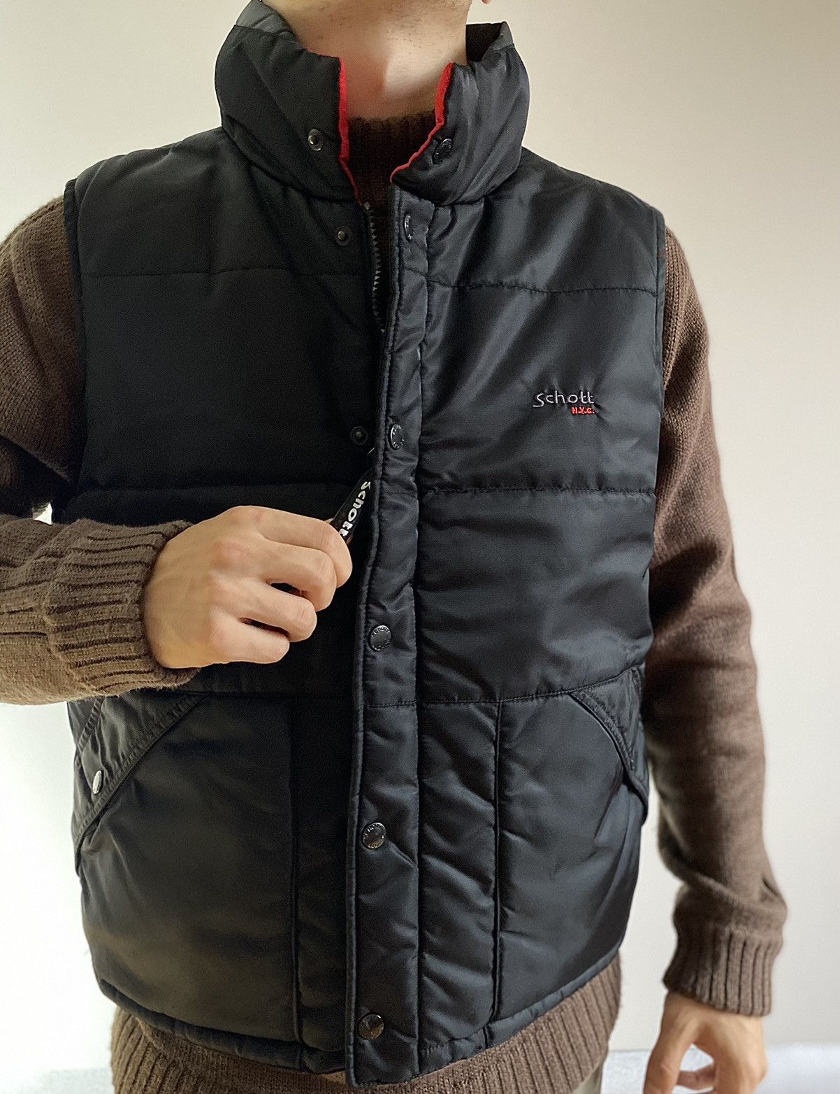 Schott × Streetwear × Vintage Vintage Mens Schott Reversible Puffer ...