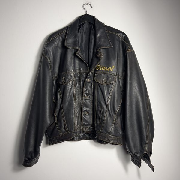 Diesel True vintage Diesel embroidery leather 90s jacket | Grailed