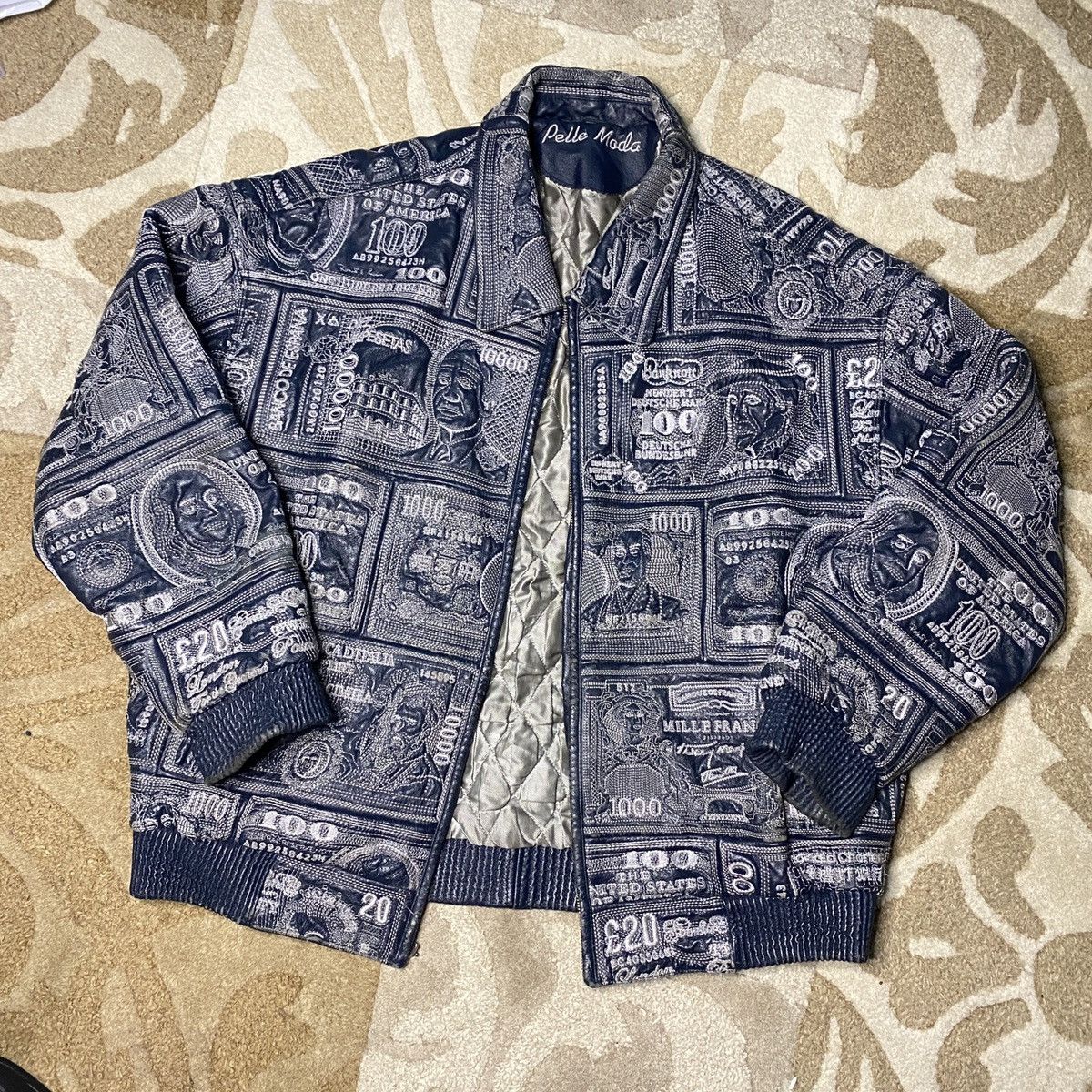 Pelle Pelle × Streetwear × Vintage Vintage world currency embroidered ...